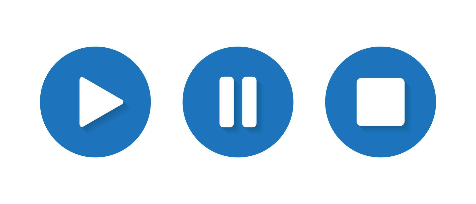 Play, pause, and stop button icon vector. Media player elements 10268642 Vector Art at Vecteezy