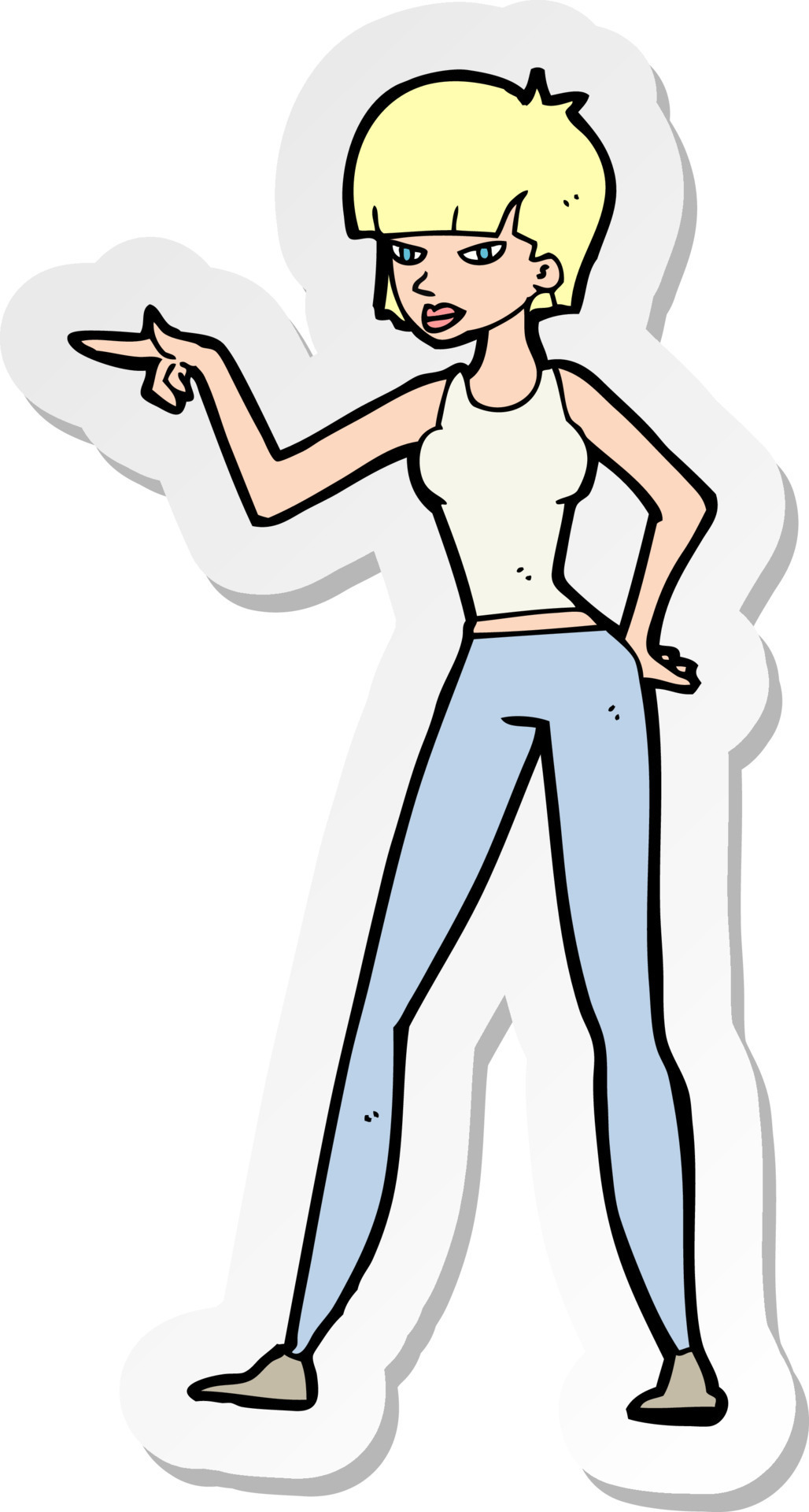 sticker of a cartoon woman pointing 10269418 Vector Art at Vecteezy