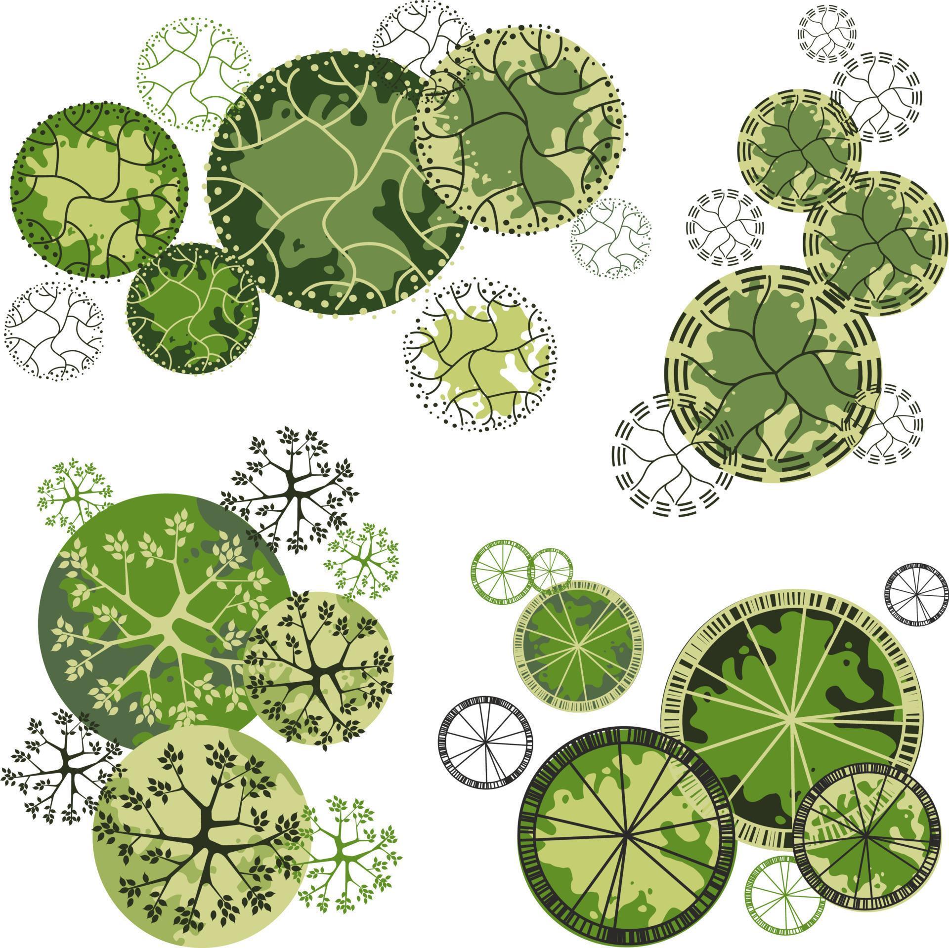 Tree for architectural floor plans. Entourage design. Various trees ...