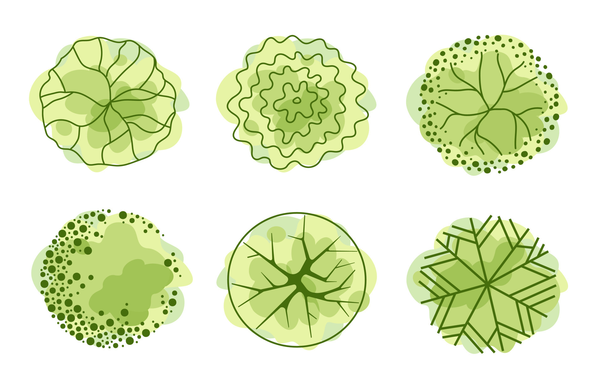 Tree for architectural floor plans. Entourage design. Various trees ...