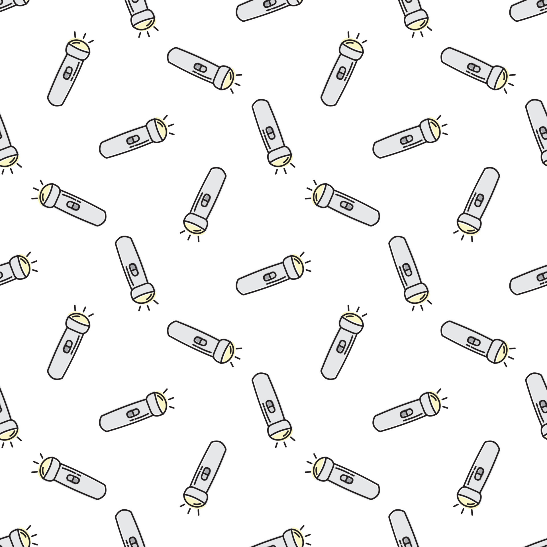 Flashlight hand drawn sketch. Seamless pattern. Cute torch seamless ...