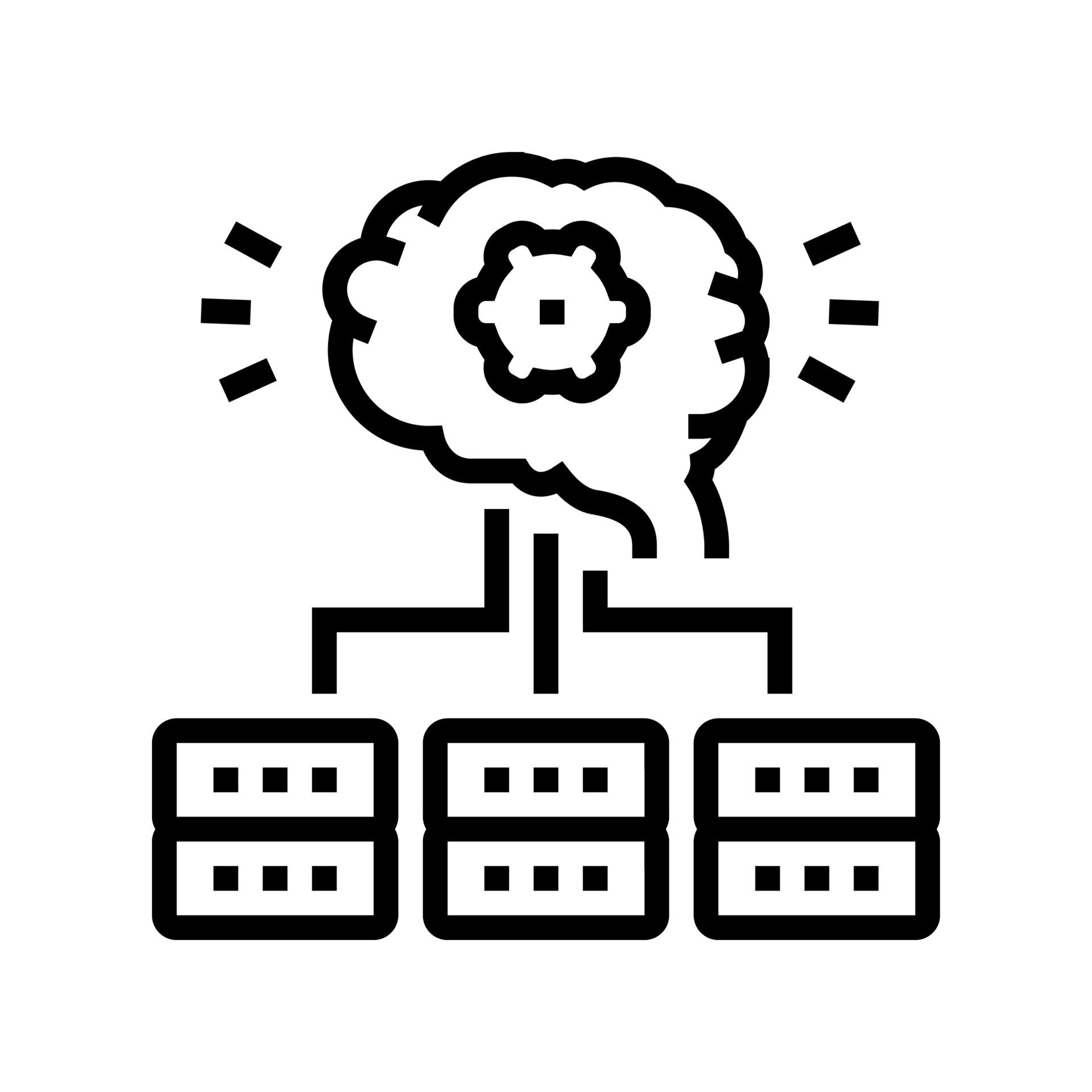 Servers Communication Neural Network Line Icon Vector Illustration