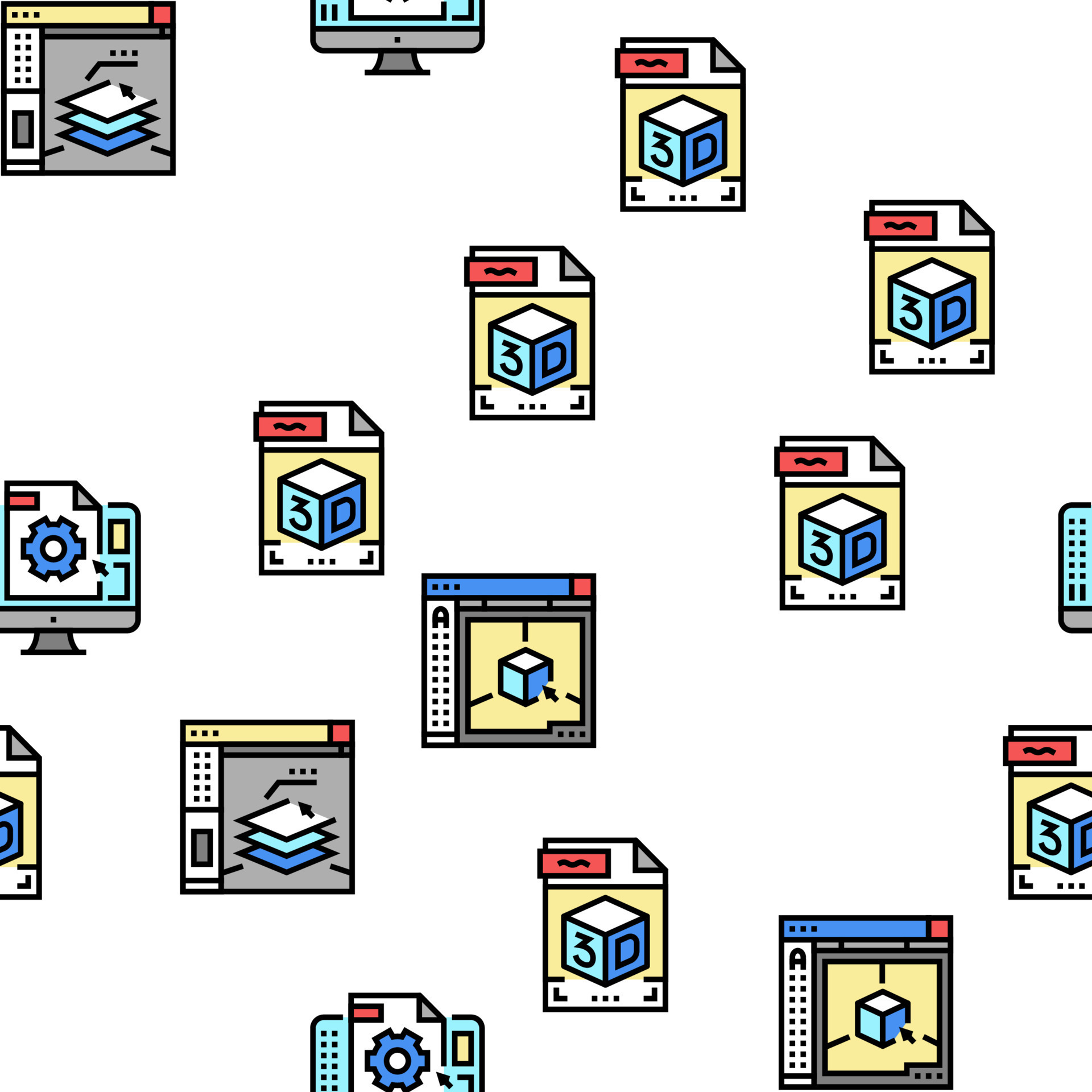 3d Modelling Software And Device Vector Seamless Pattern 10278151 Vector Art At Vecteezy