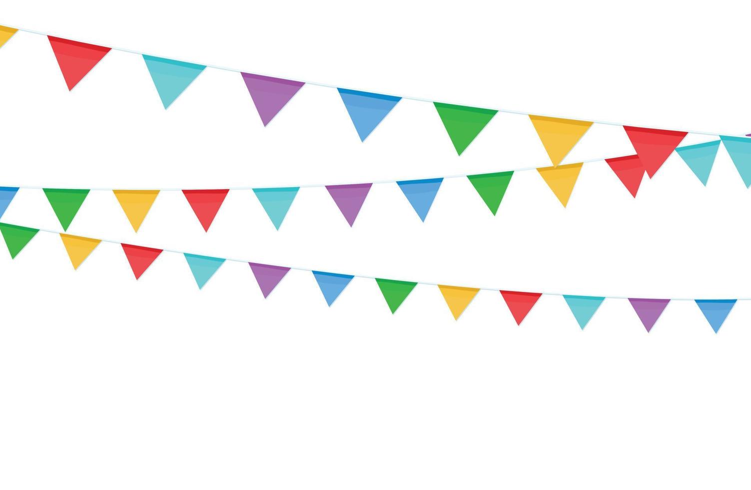 Colorful flags garlands on a rope isolated on a transparent background ...