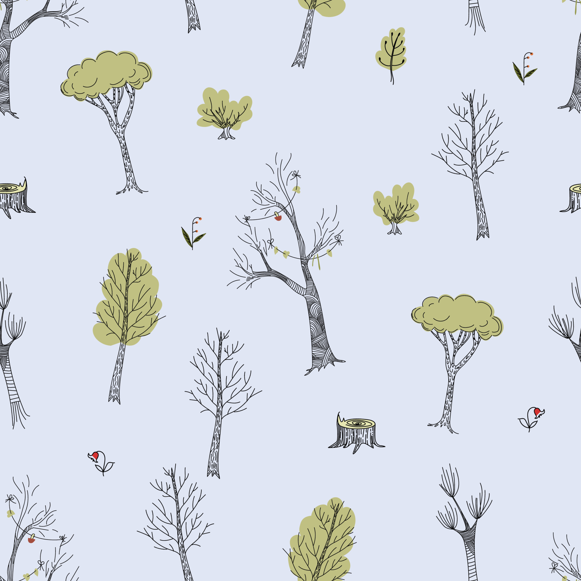 Seamless pattern with forest trees and bushes. 10281116 Vector Art at ...