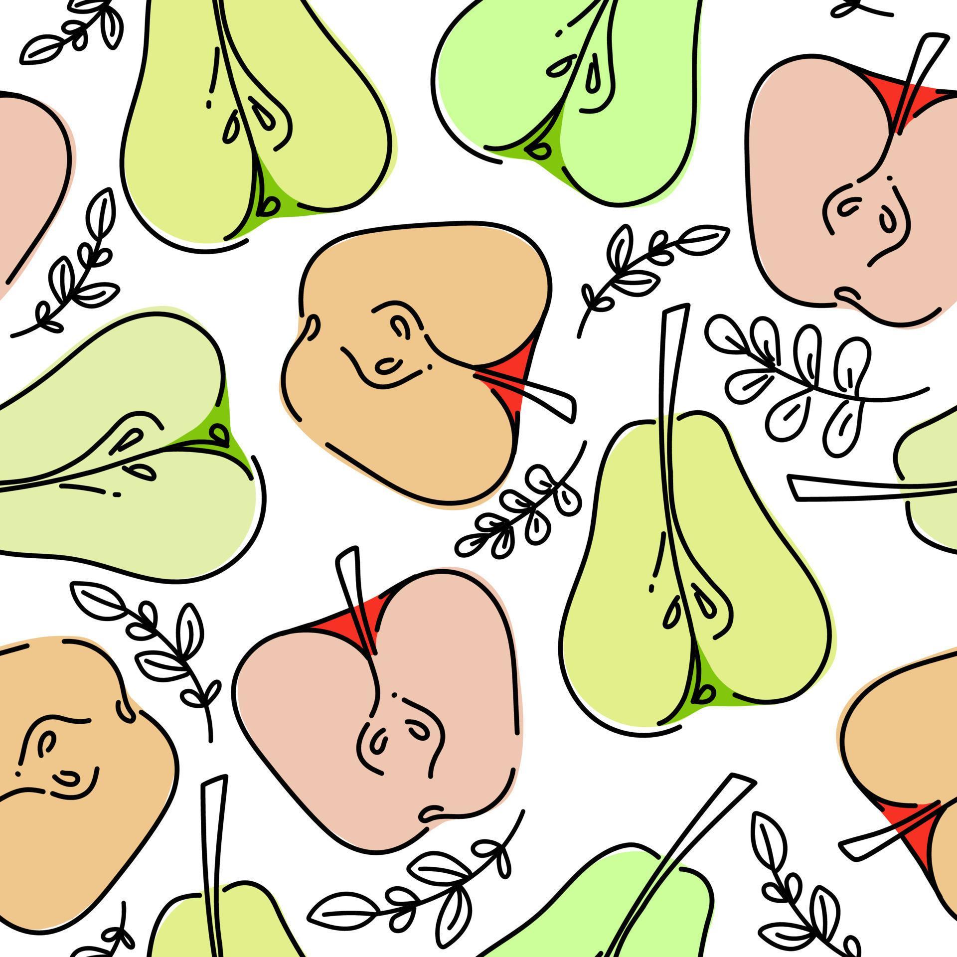 Simple seamless pattern with apples and pears in doodle style. 10281370 Vector Art at Vecteezy