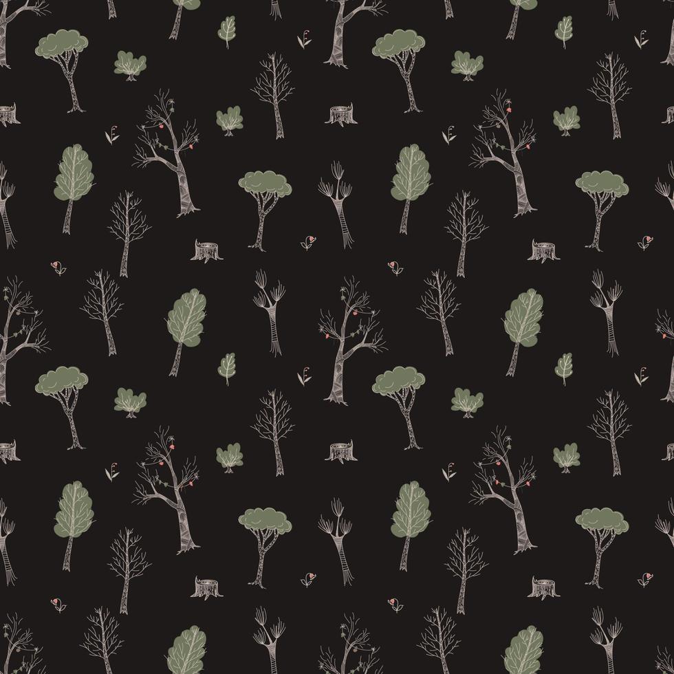 Seamless pattern with forest trees and bushes. 10281629 Vector Art at ...