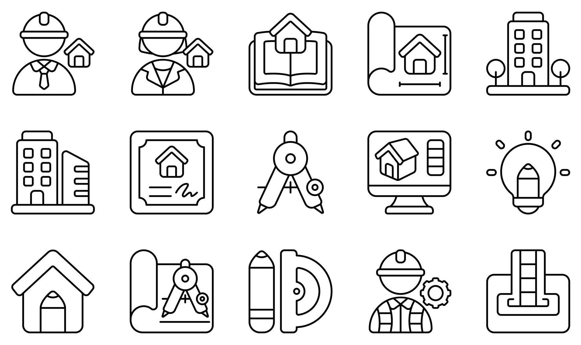 Set of Vector Icons Related to Architecture. Contains such Icons as ...