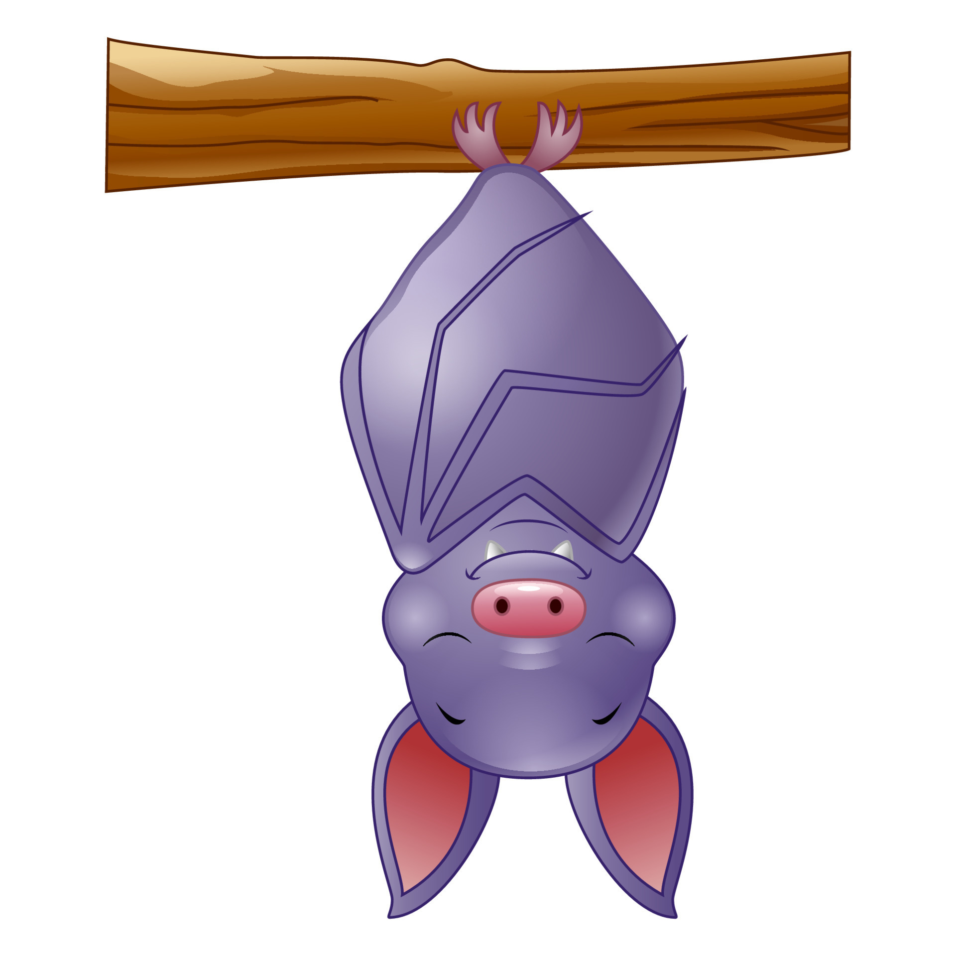 Cute Bat Cartoon Sleeping Hanging On Tree 10284887 Vector Art At Vecteezy