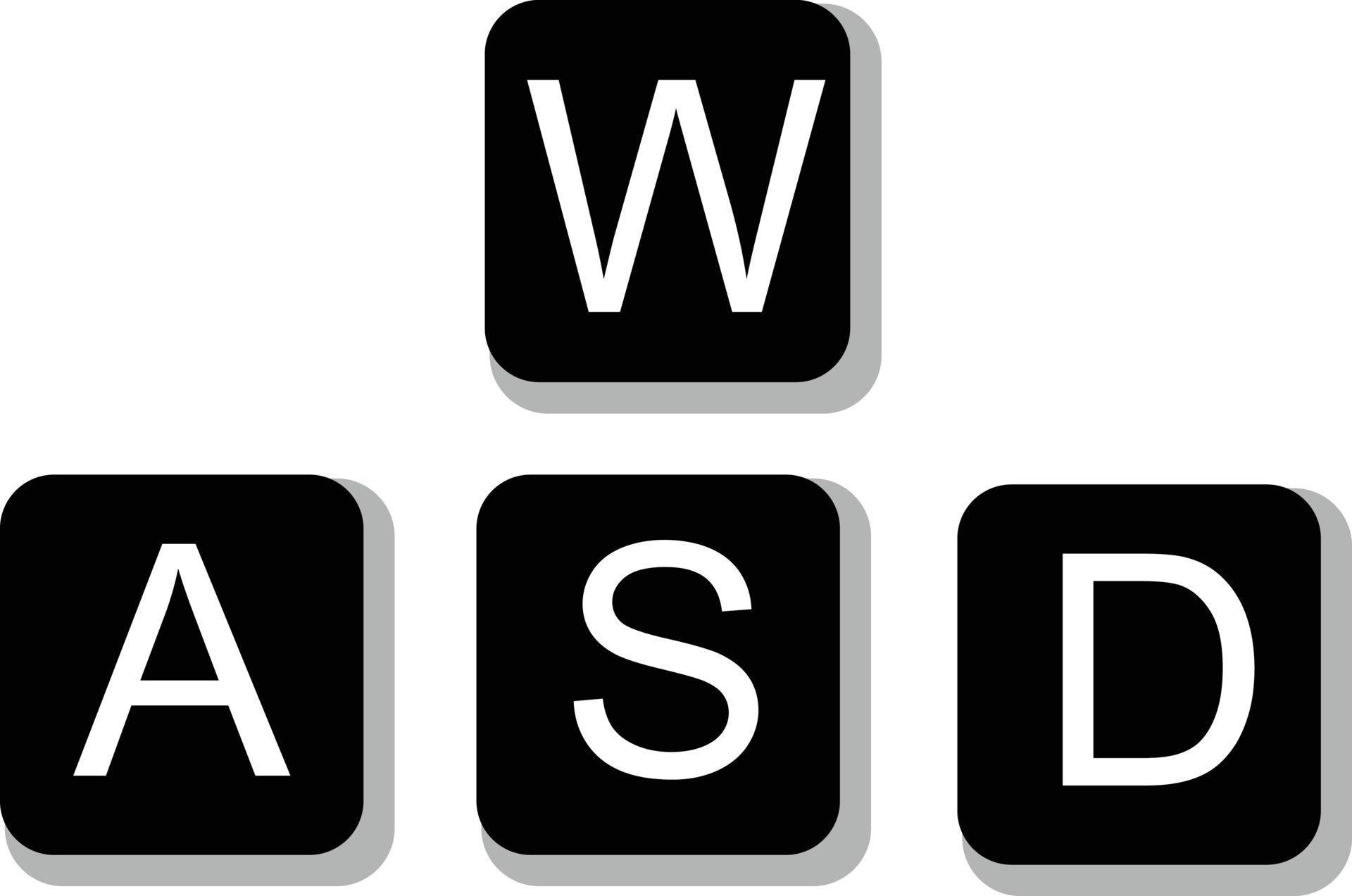 W A S D keys icon on white background. game control keyboard buttons ...