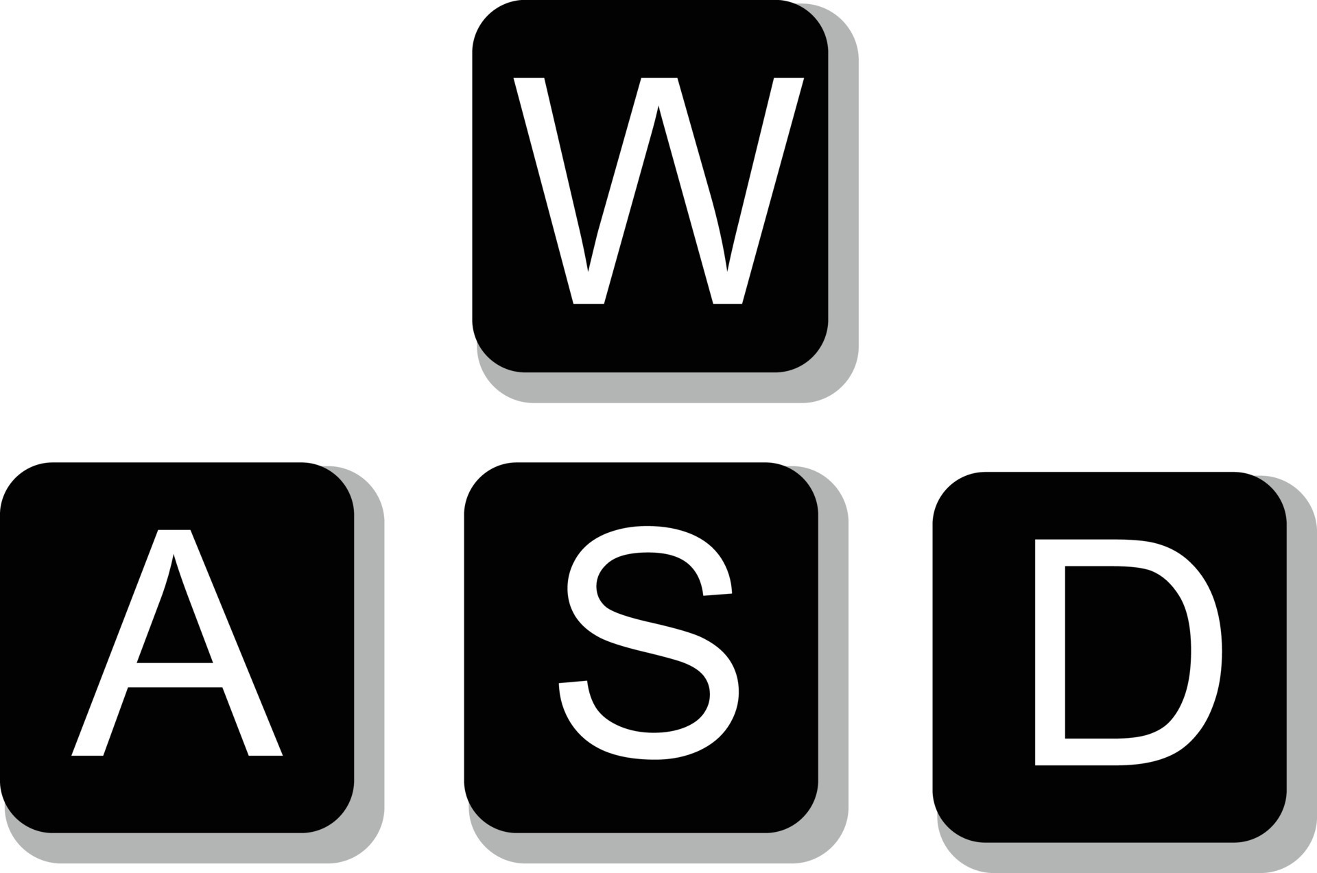 W A S D Keys Icon On White Background Game Control Keyboard Buttons