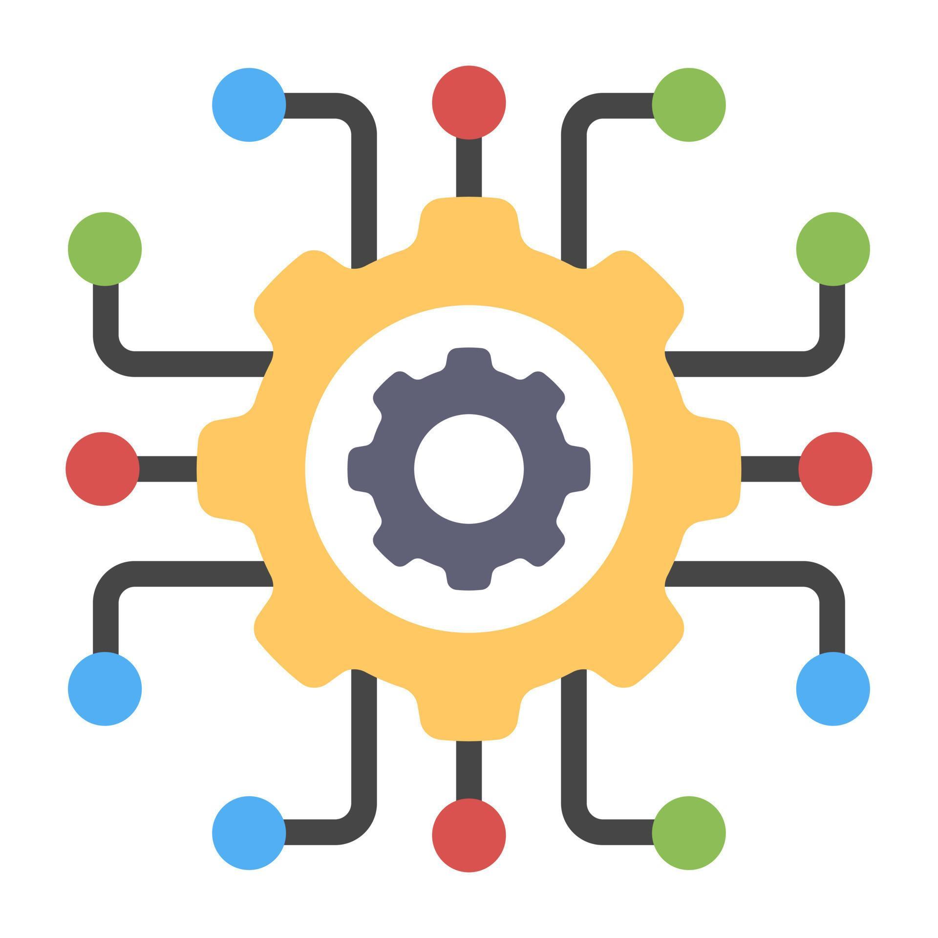 Gear with nodes, icon of network management 10290076 Vector Art at Vecteezy