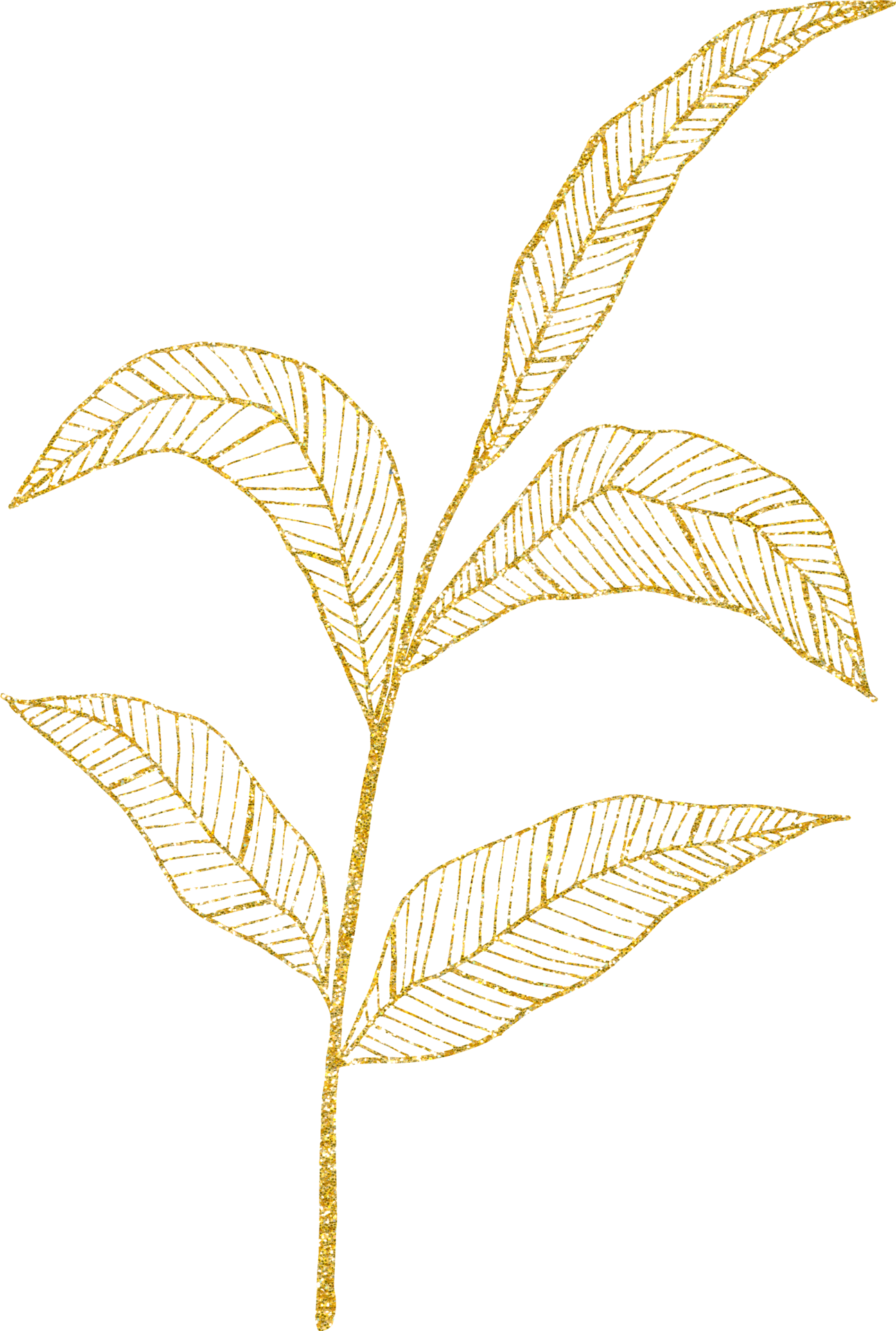 Gold Gliter Flower And Leaf 10292134 Png