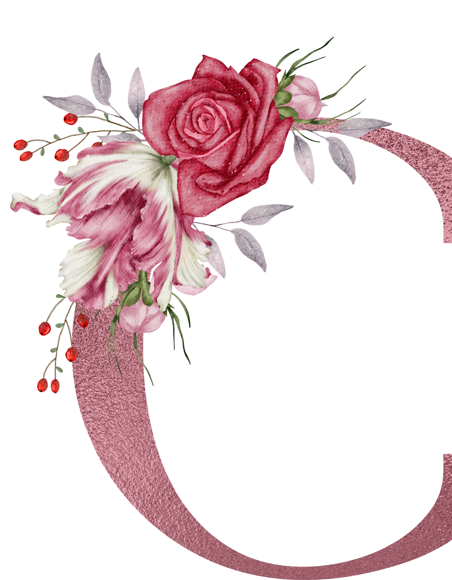 Watercolor Flowers With Rose Gold Alphabet 10292139 PNG watercolor-flowers-with-rose-gold-alphabet-10292139-png