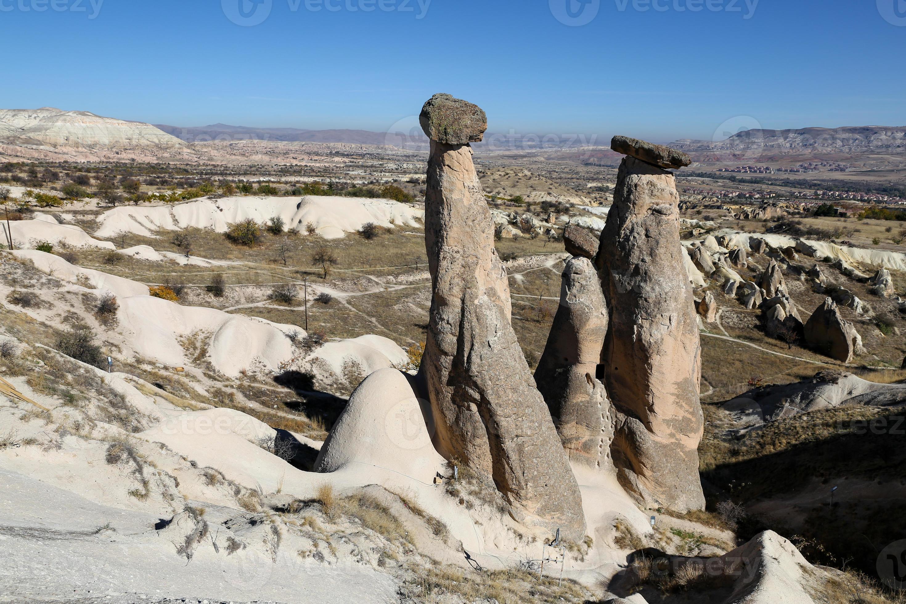 Three Beauties Fairy Chimneys in Urgup Town, Cappadocia, Nevsehir ...