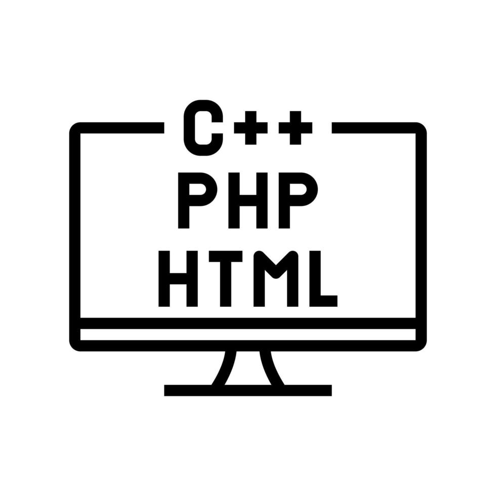 coding on different program languages line icon vector illustration ...