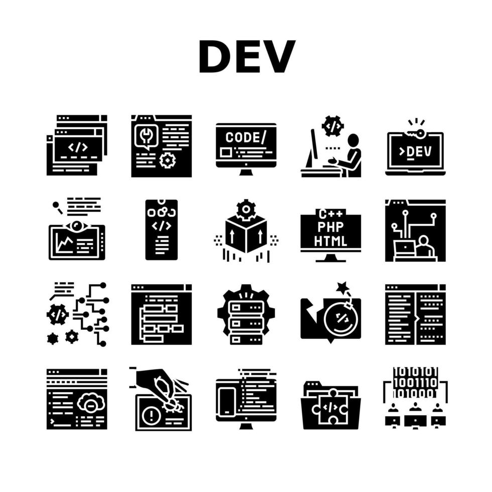 Dev Code Occupation Collection Icons Set Vector 10310288 Vector Art At Vecteezy