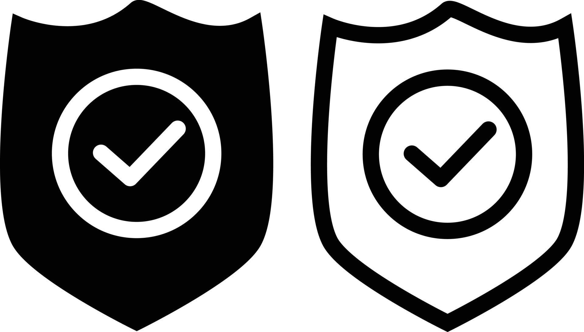 Shield with check mark icon on white background. Security sign. protection symbol. reliability ...