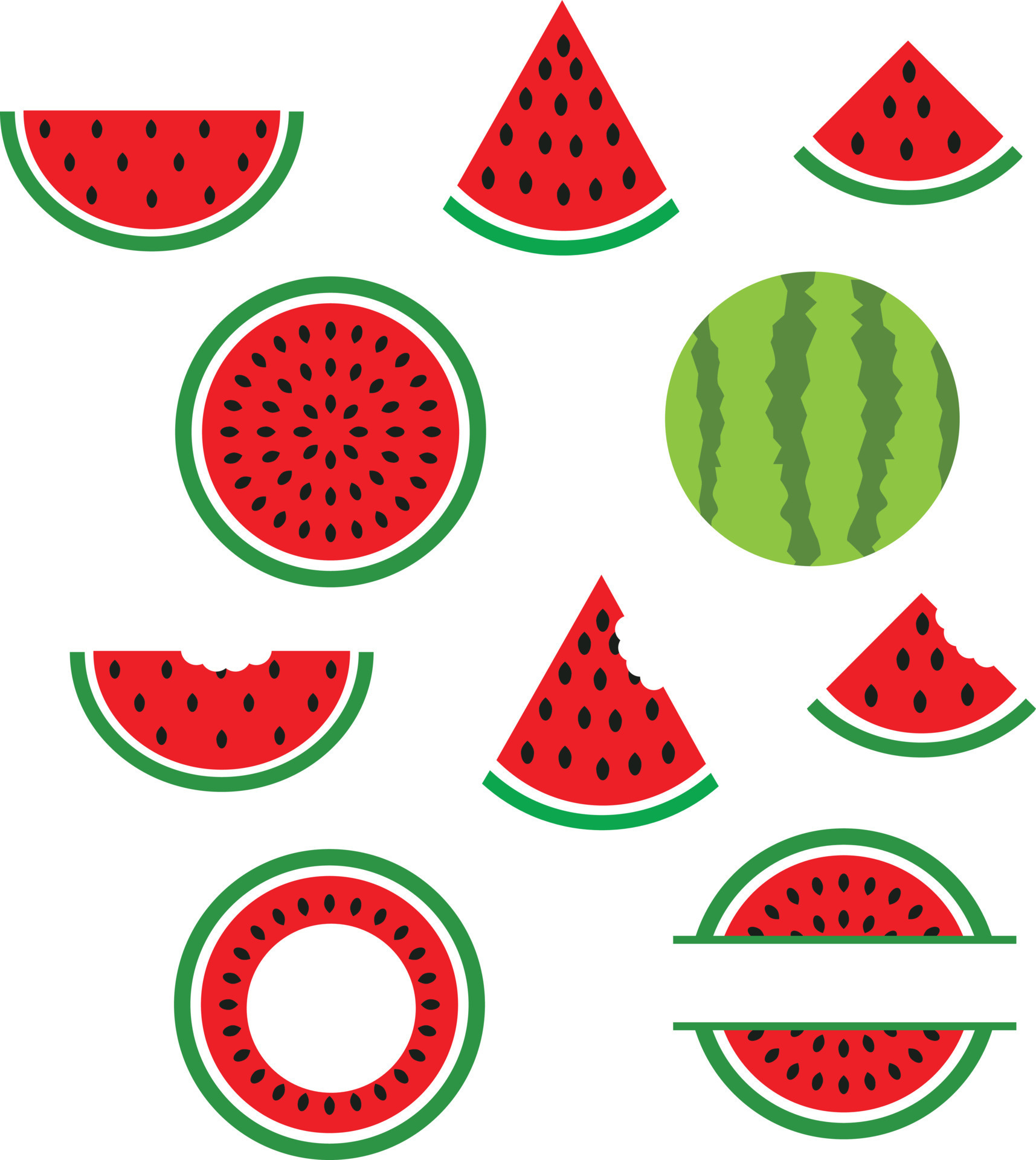 Watermelons And Slices On White Background Summer Shirt Design