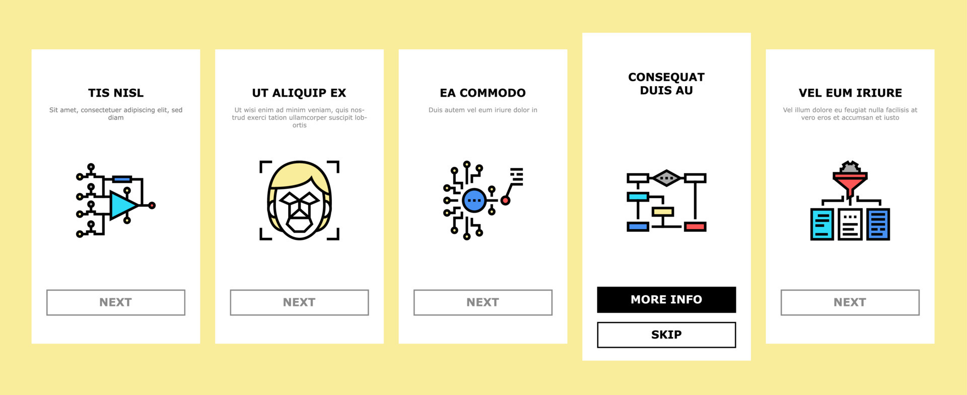 Neural Network And Ai Onboarding Icons Set Vector 10312007 Vector Art