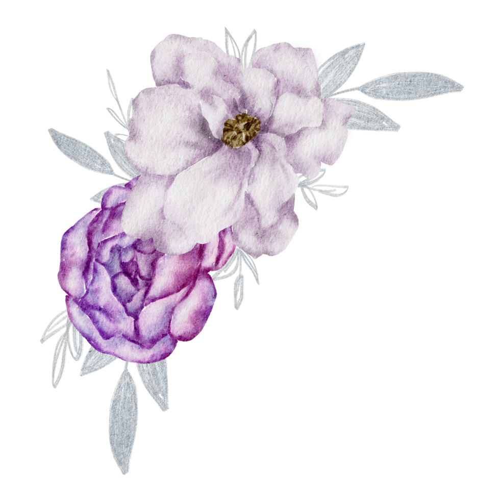 Ramo De Flores Violetas Acuarela 10313293 Png