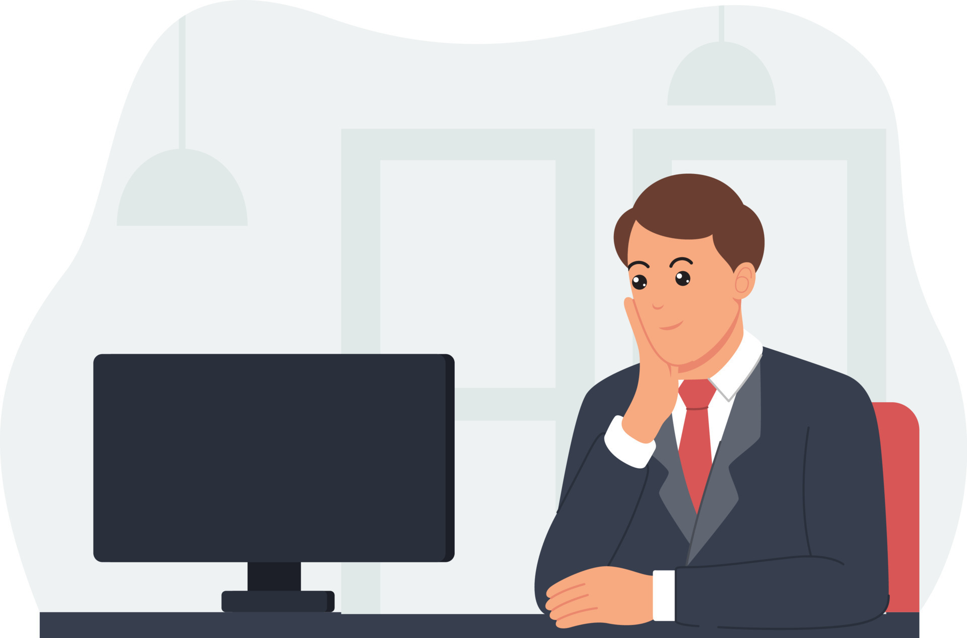 portrait of a business man using his computer 10314603 Vector Art at ...