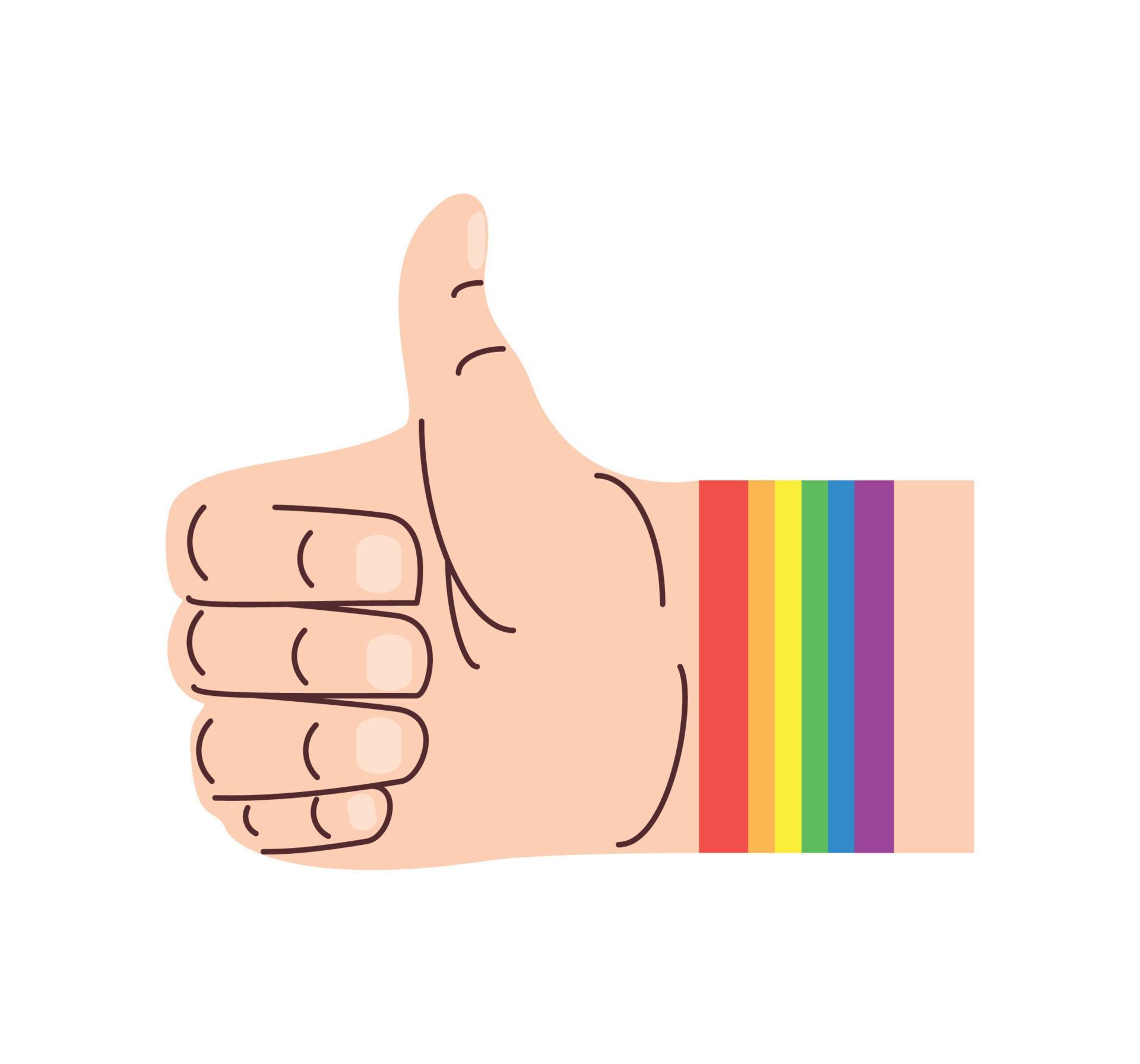 hand like with lgbtq flag 10316446 Vector Art at Vecteezy