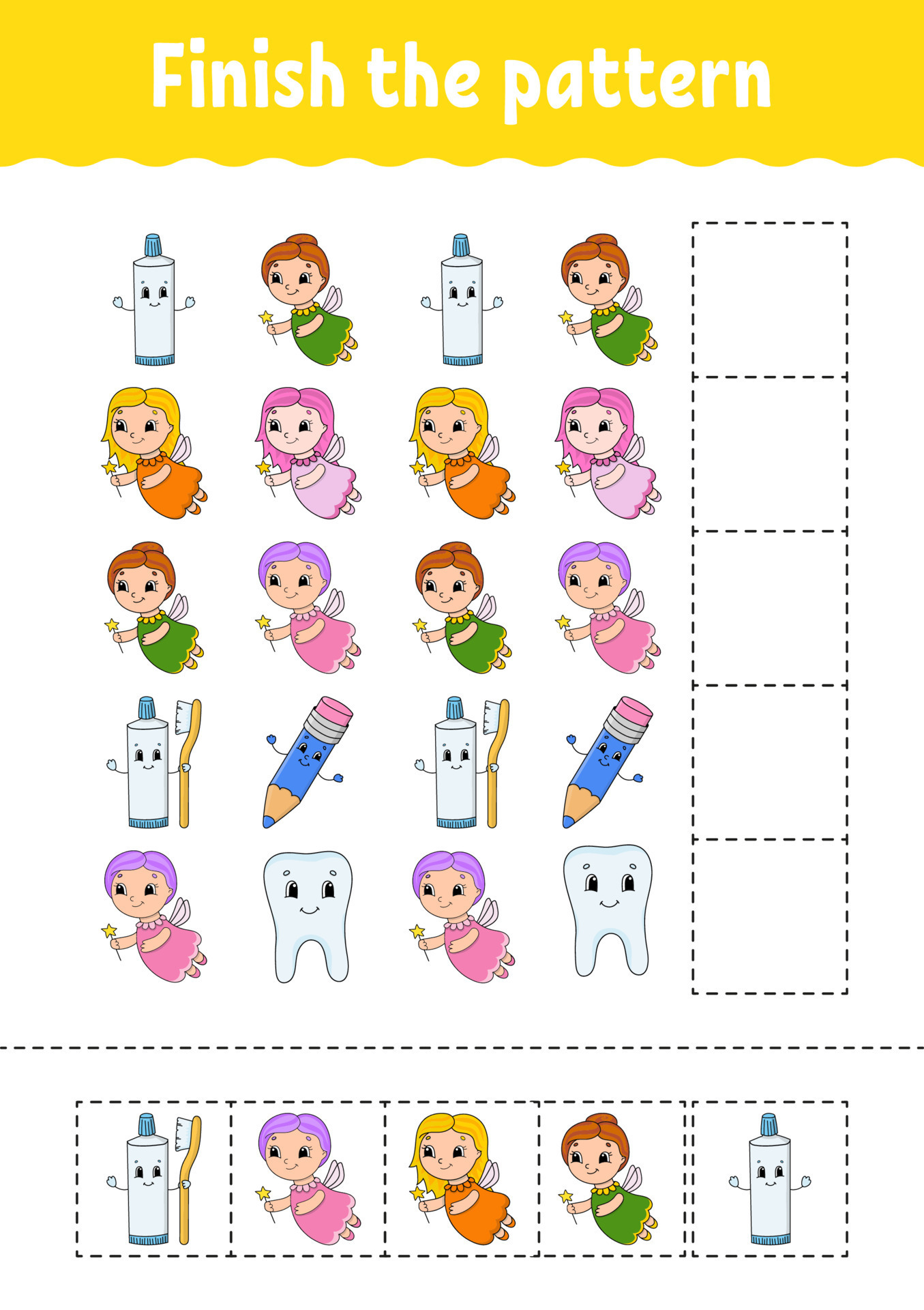 Finish the pattern. Cut and play. Education developing worksheet ...