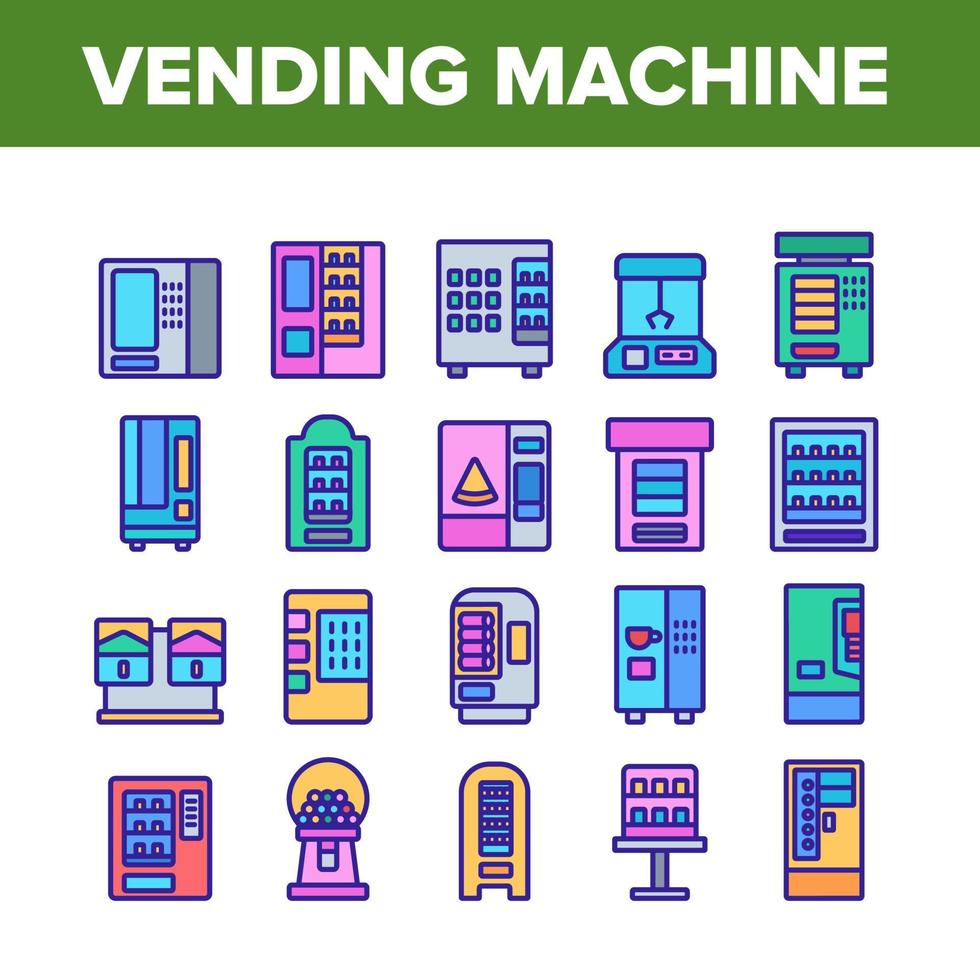 Vending Machine Selling Service Icons Set Vector 10323257 Vector Art at ...