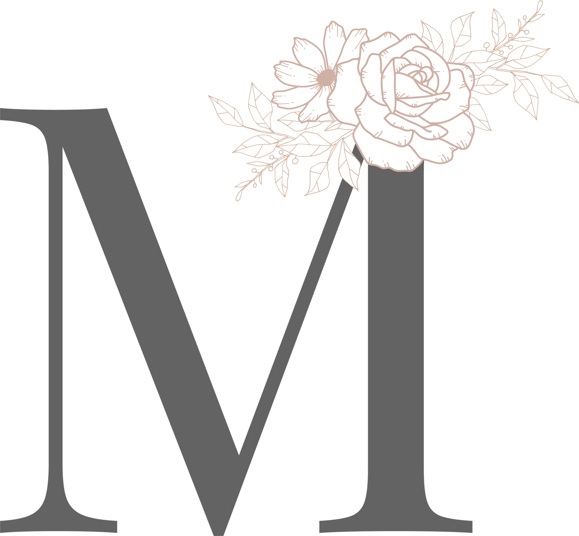 Alphabet with flower line art 10335257 PNG