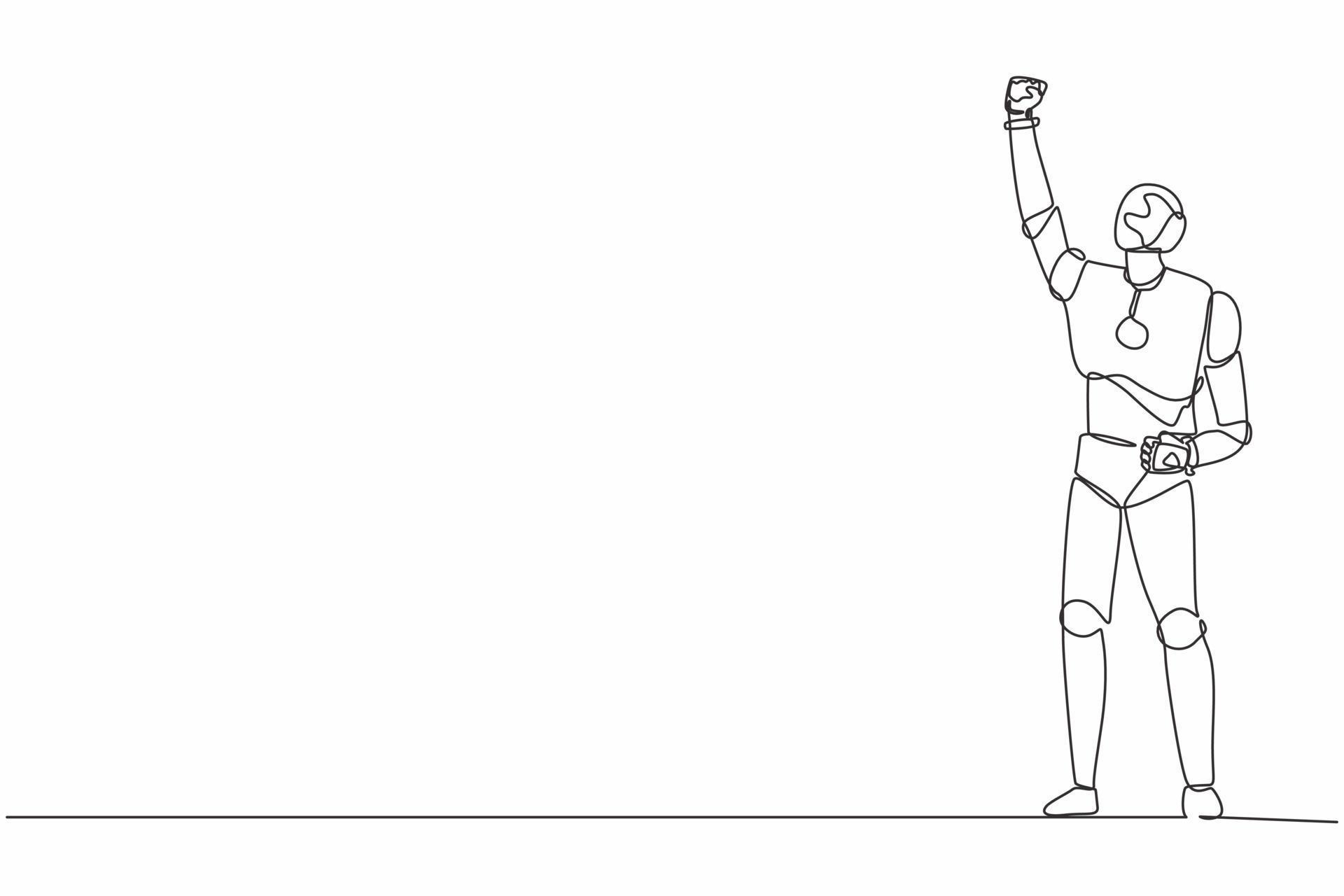 Single Continuous Line Drawing Robot Standing On Peak Of Cliff Targeting Arrow To Dartboard