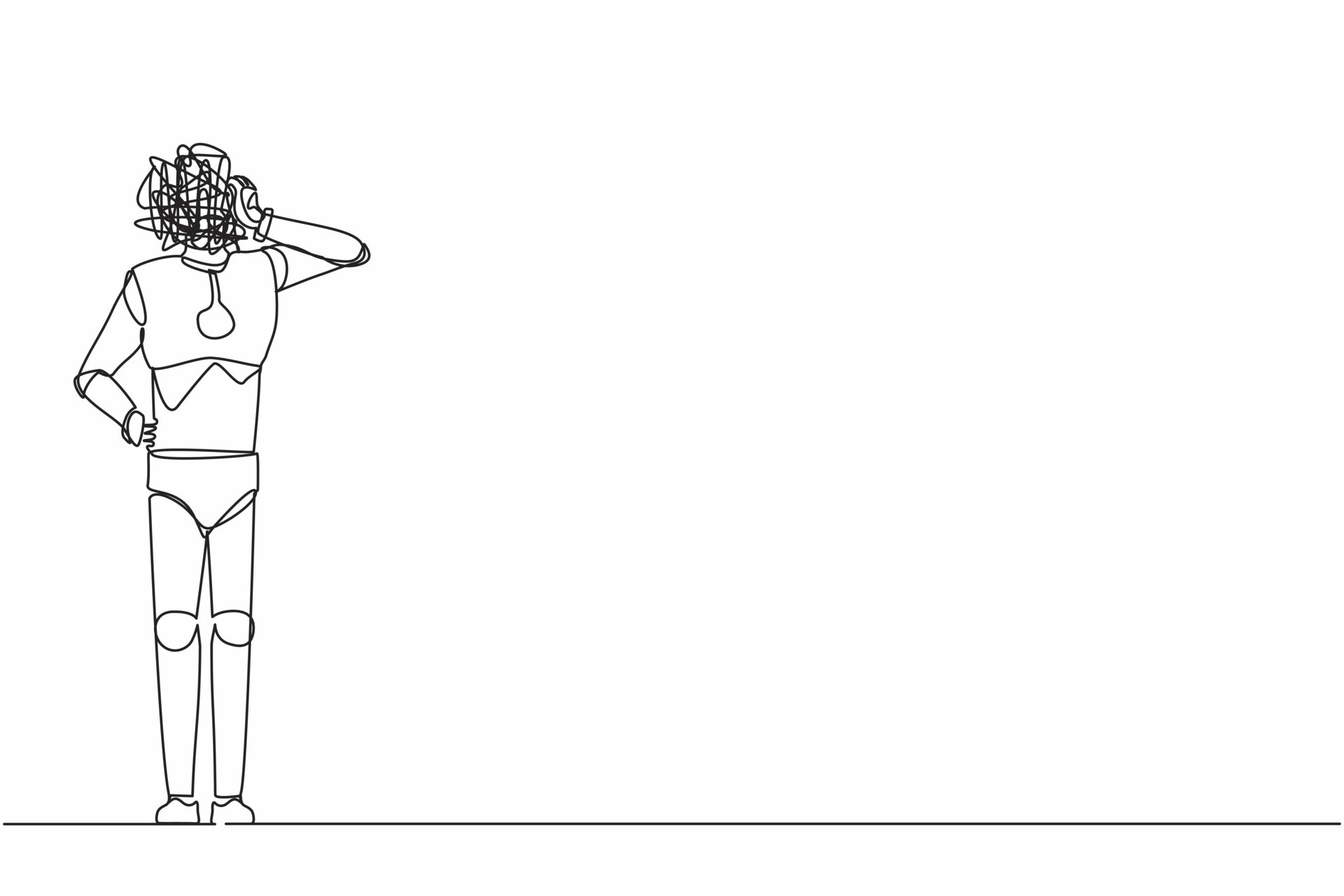 Single Continuous Line Drawing Robot With Round Scribbles Instead Of