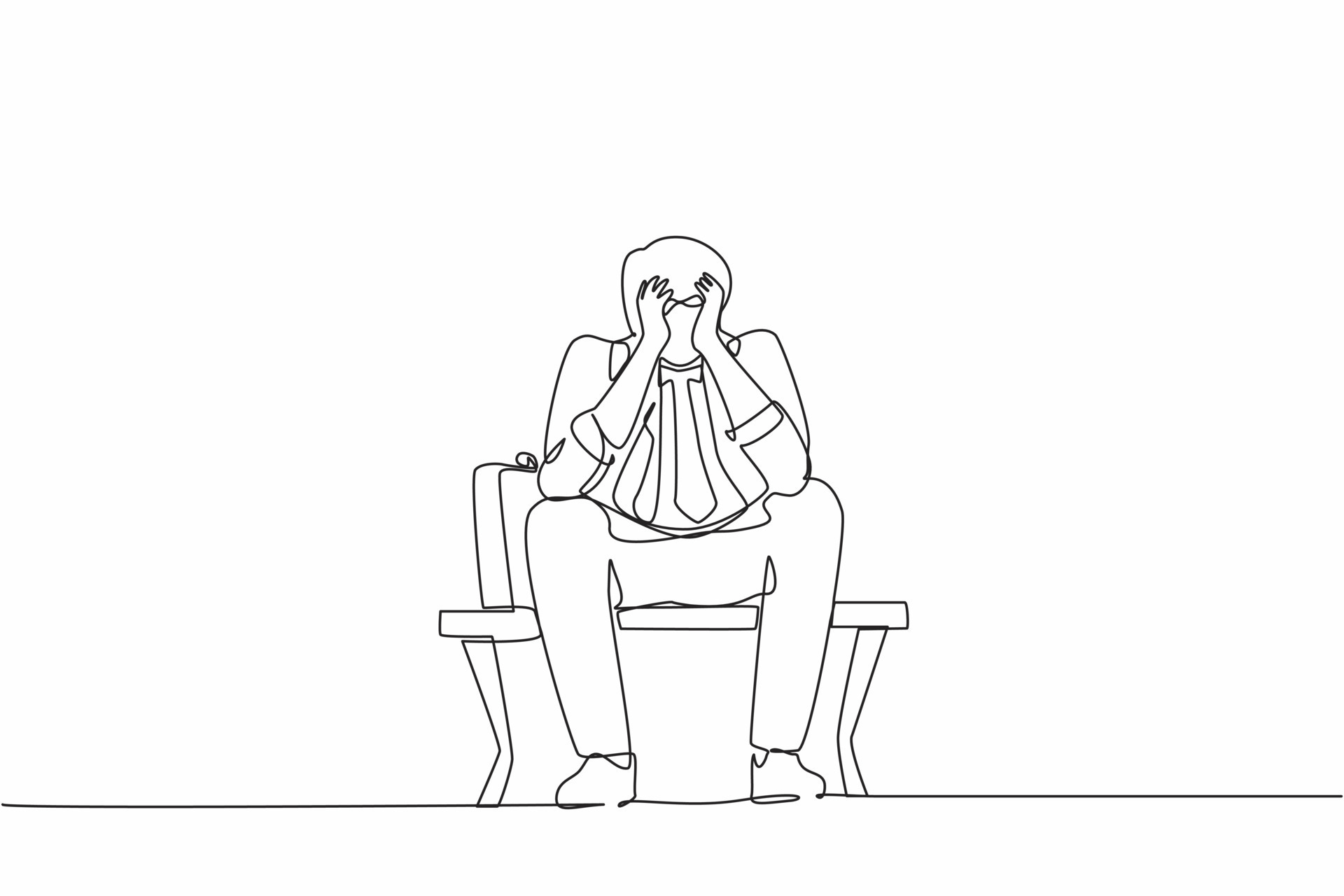 dibujo de una sola línea continua triste hombre de negocios, depresión ... dibujo de una sola línea continua triste hombre de negocios, depresión ...