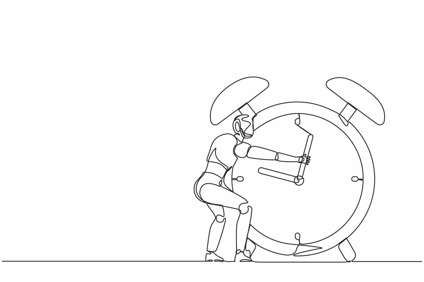Continuous One Line Drawing Robots Hugging Huge Alarm Clock Modern Robotics Artificial