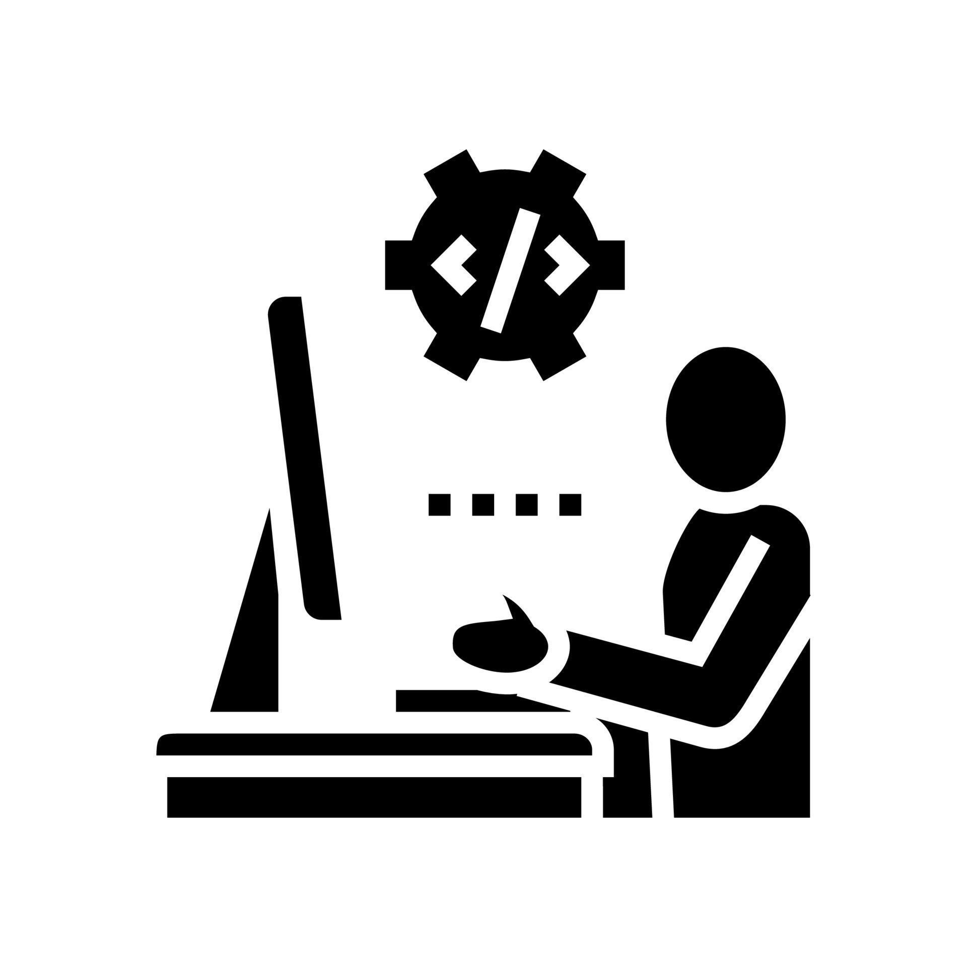 programmer coding and development glyph icon vector illustration ...