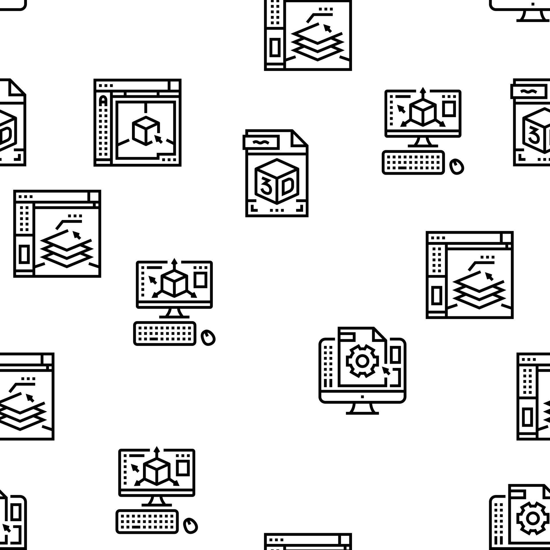 3d Modelling Software And Device Vector Seamless Pattern 10347753 Vector Art At Vecteezy