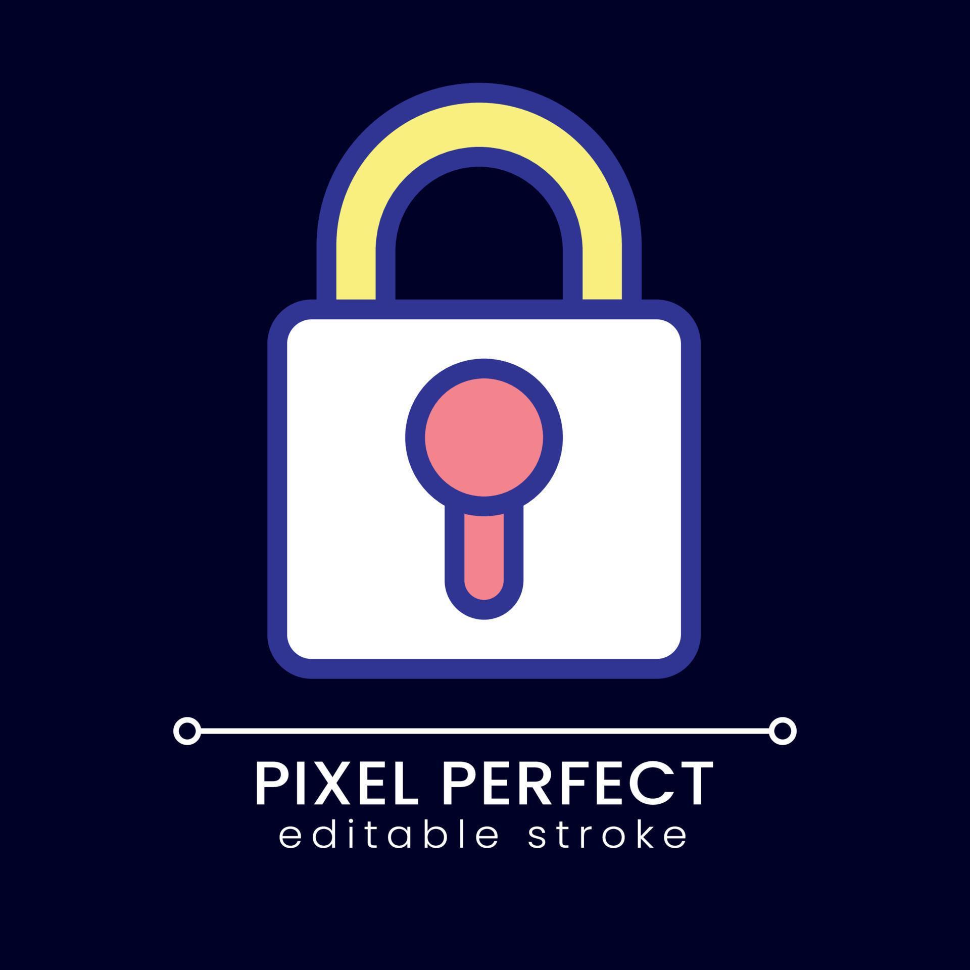 Lock Pixel Perfect Rgb Color Icon For Dark Theme Access To Private Information Cybersecurity