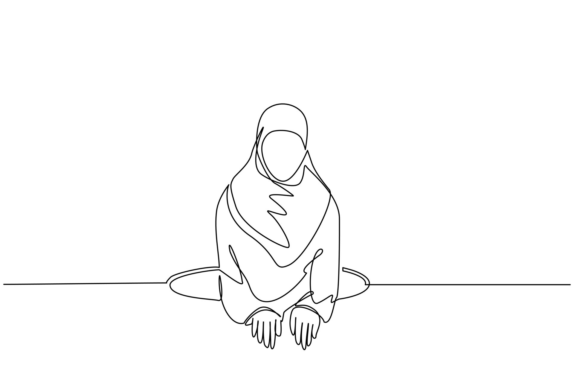 Continuous One Line Drawing Arabian Businesswoman Trying To Get Out Of continuous-one-line-drawing-arabian-businesswoman-trying-to-get-out-of