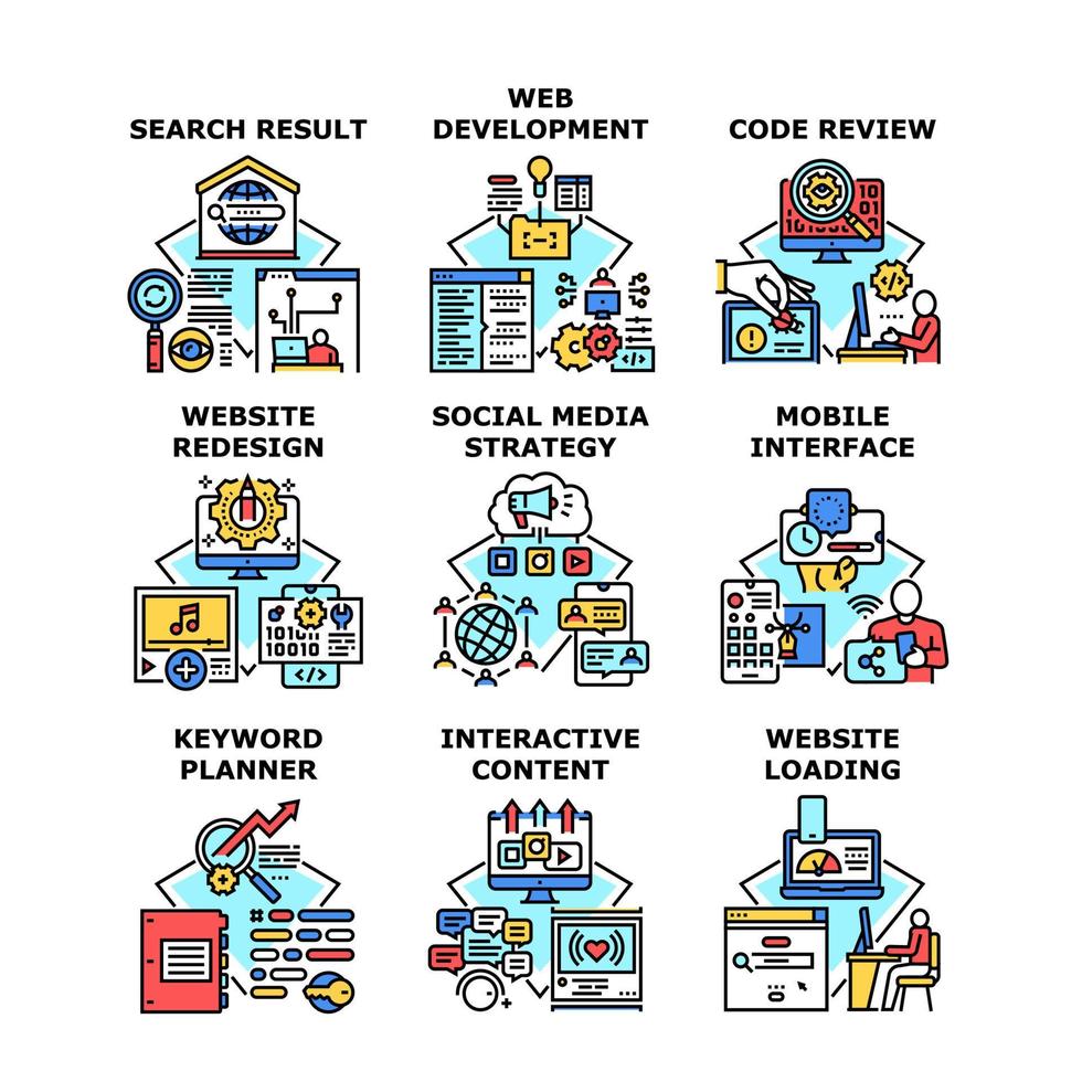 Web Development Set Icons Vector Illustrations 10349659 Vector Art at ...