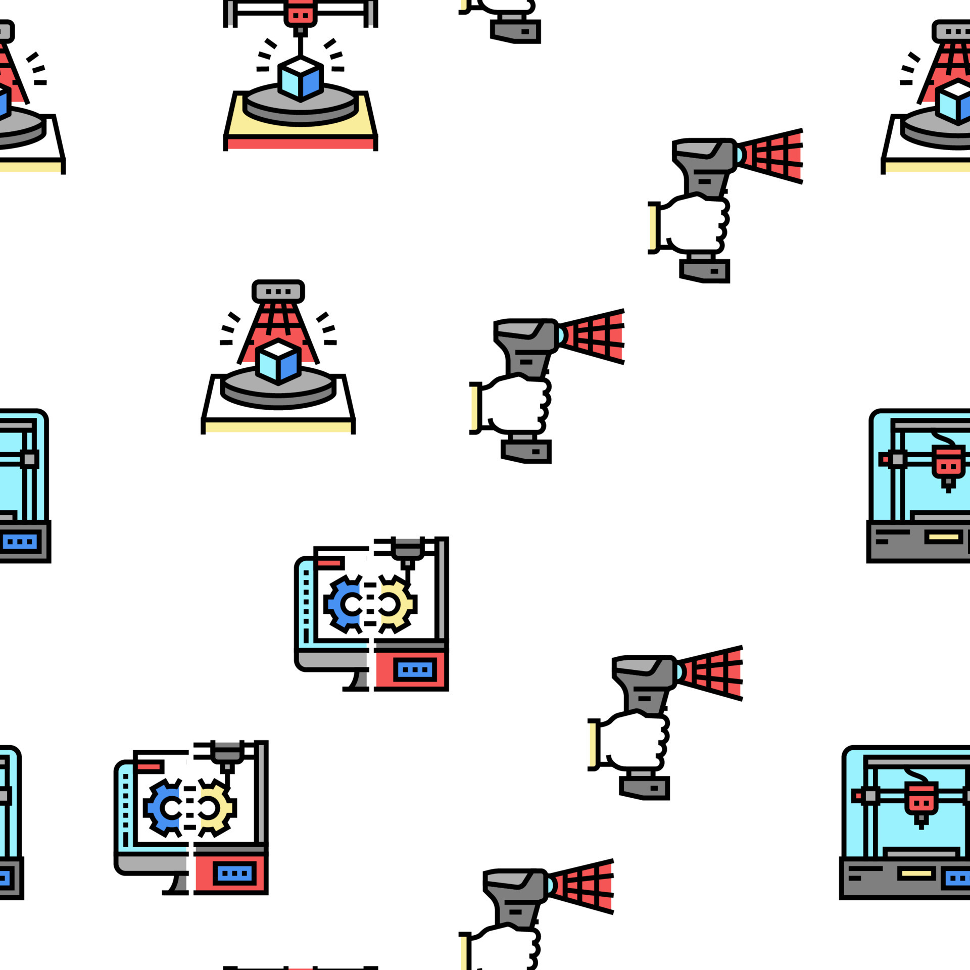 3d Modelling Software And Device Vector Seamless Pattern 10352296 Vector Art At Vecteezy