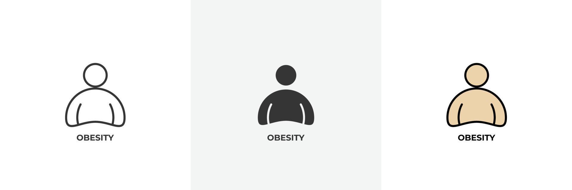 obesity icon. Line, solid and filled outline colorful version, outline ...