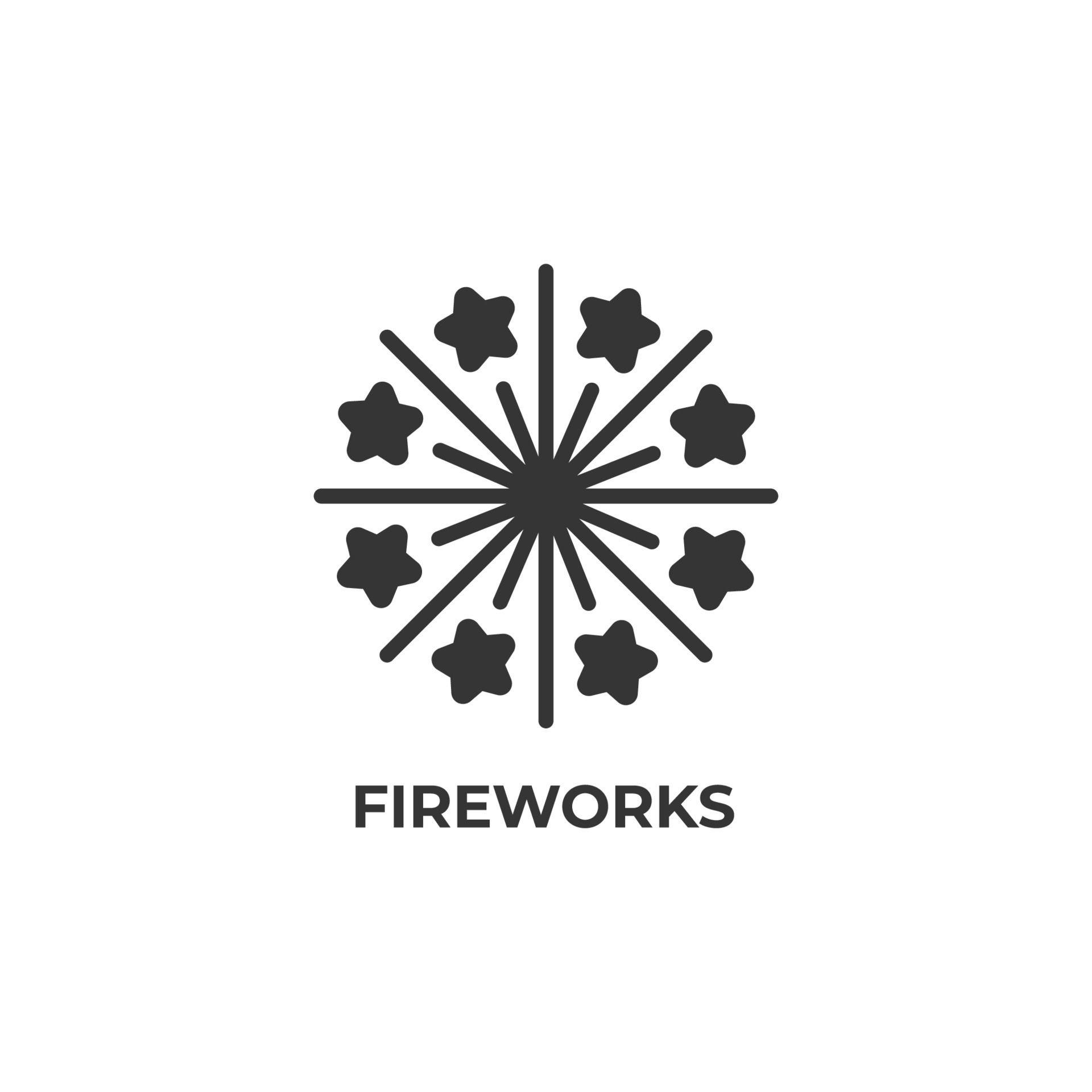 Vector Sign Of Fireworks Symbol Is Isolated On A White Background Icon