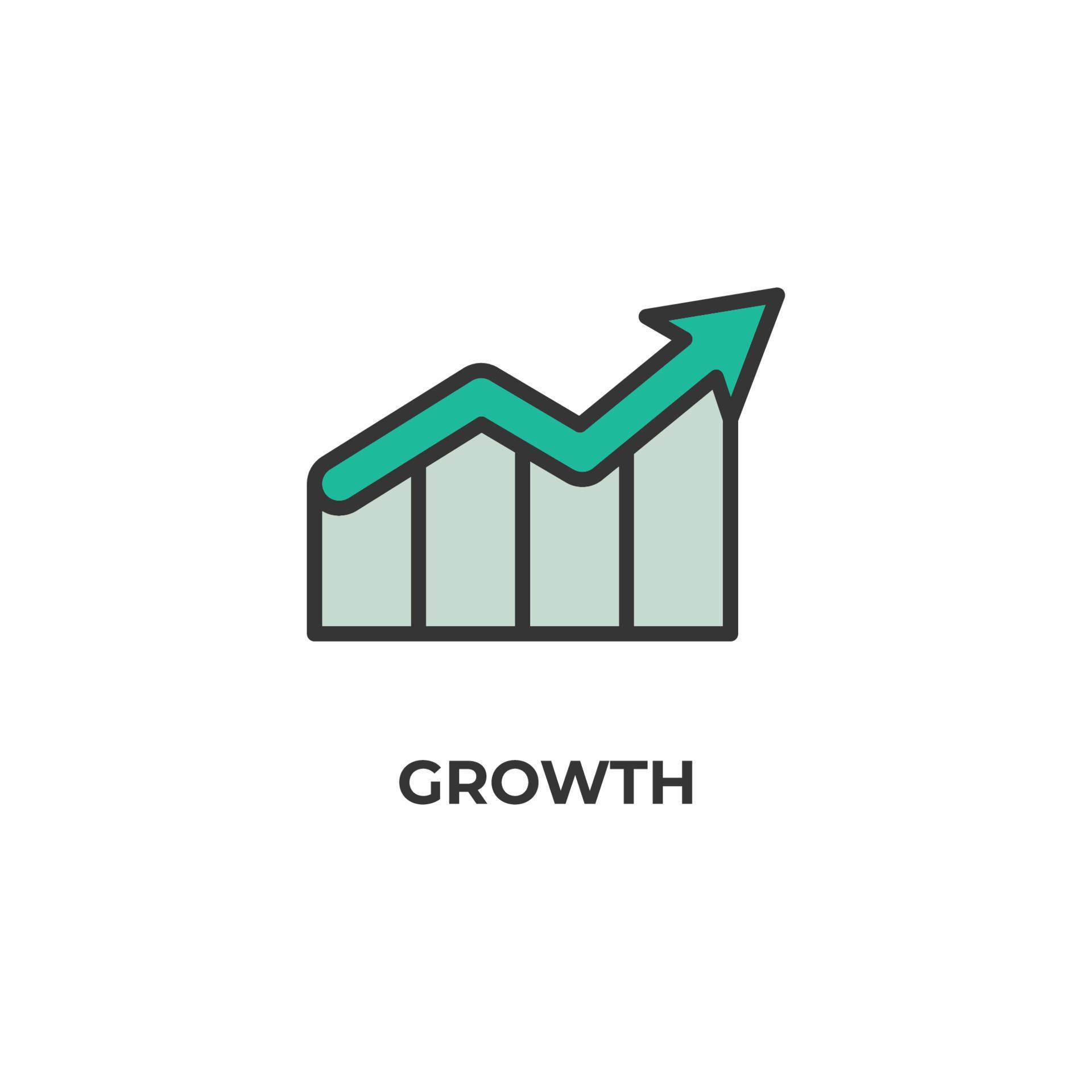Vector sign of growth symbol is isolated on a white background. icon ...