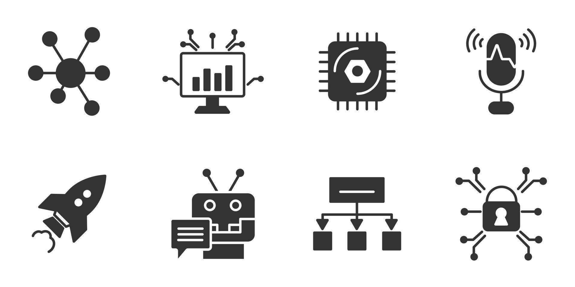 machine learning icons set . machine learning pack symbol vector ...