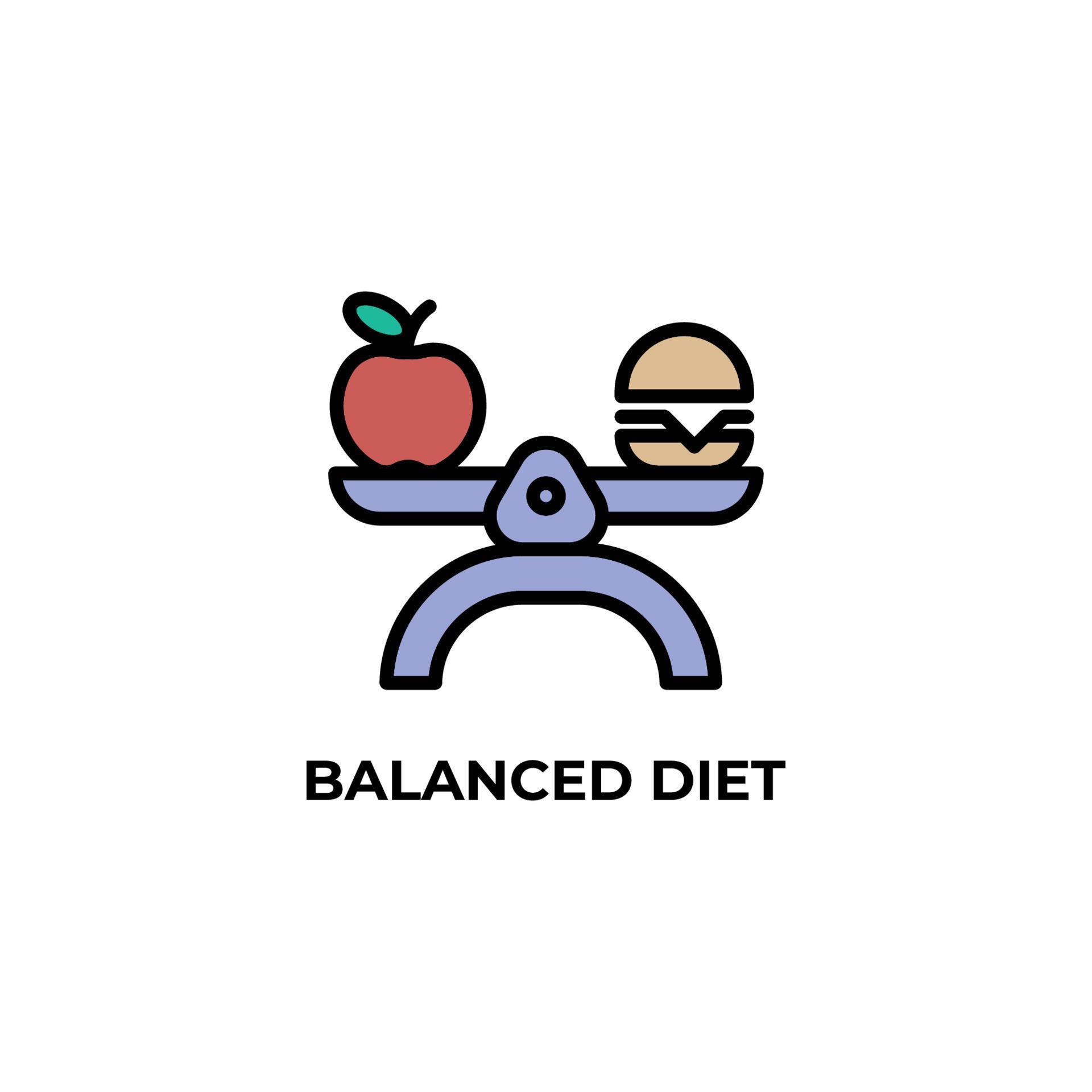 balanced diet vector icon. Colorful flat design vector illustration ...