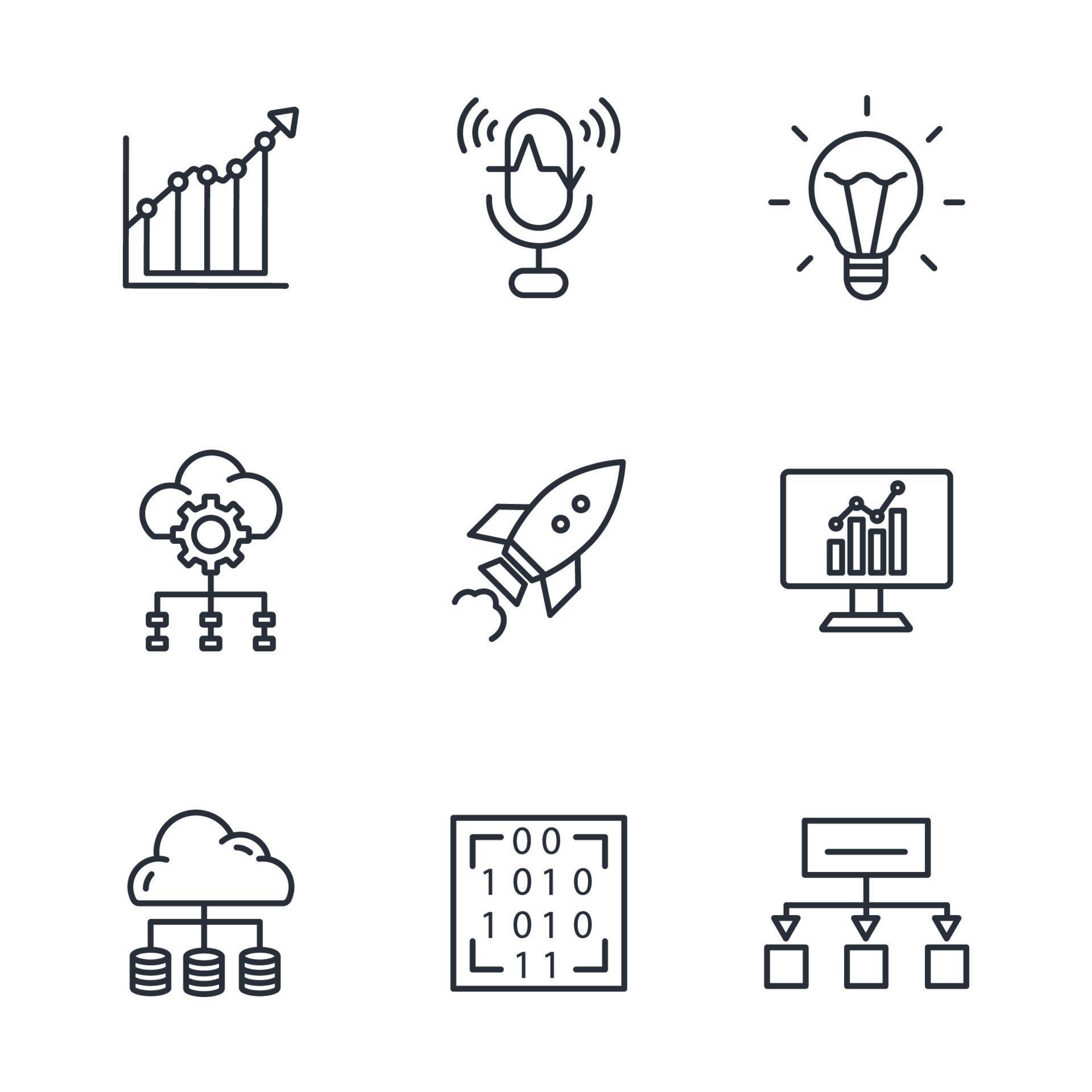 Machine Learning Icons Set Machine Learning Pack Symbol Vector