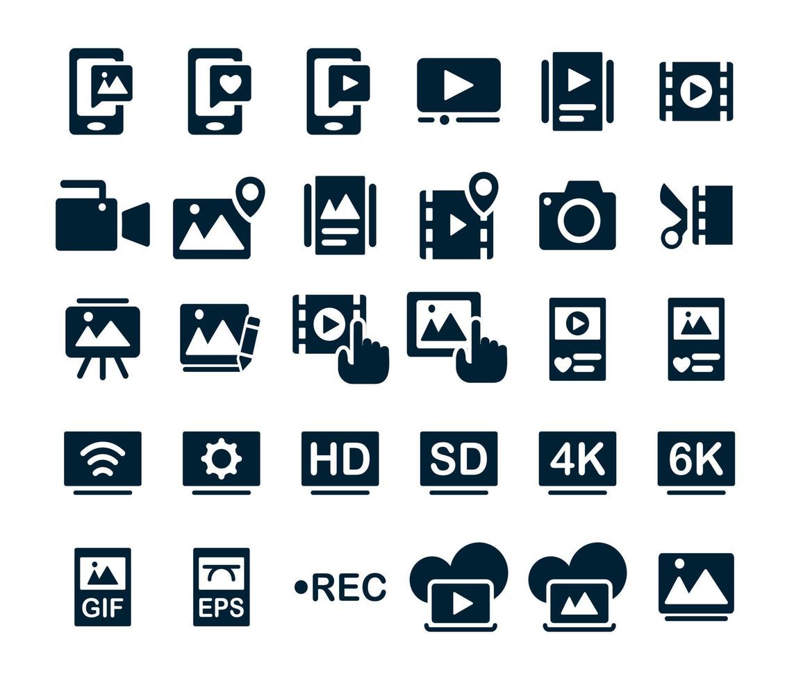 Video and image icon set collection 10365818 Vector Art at Vecteezy