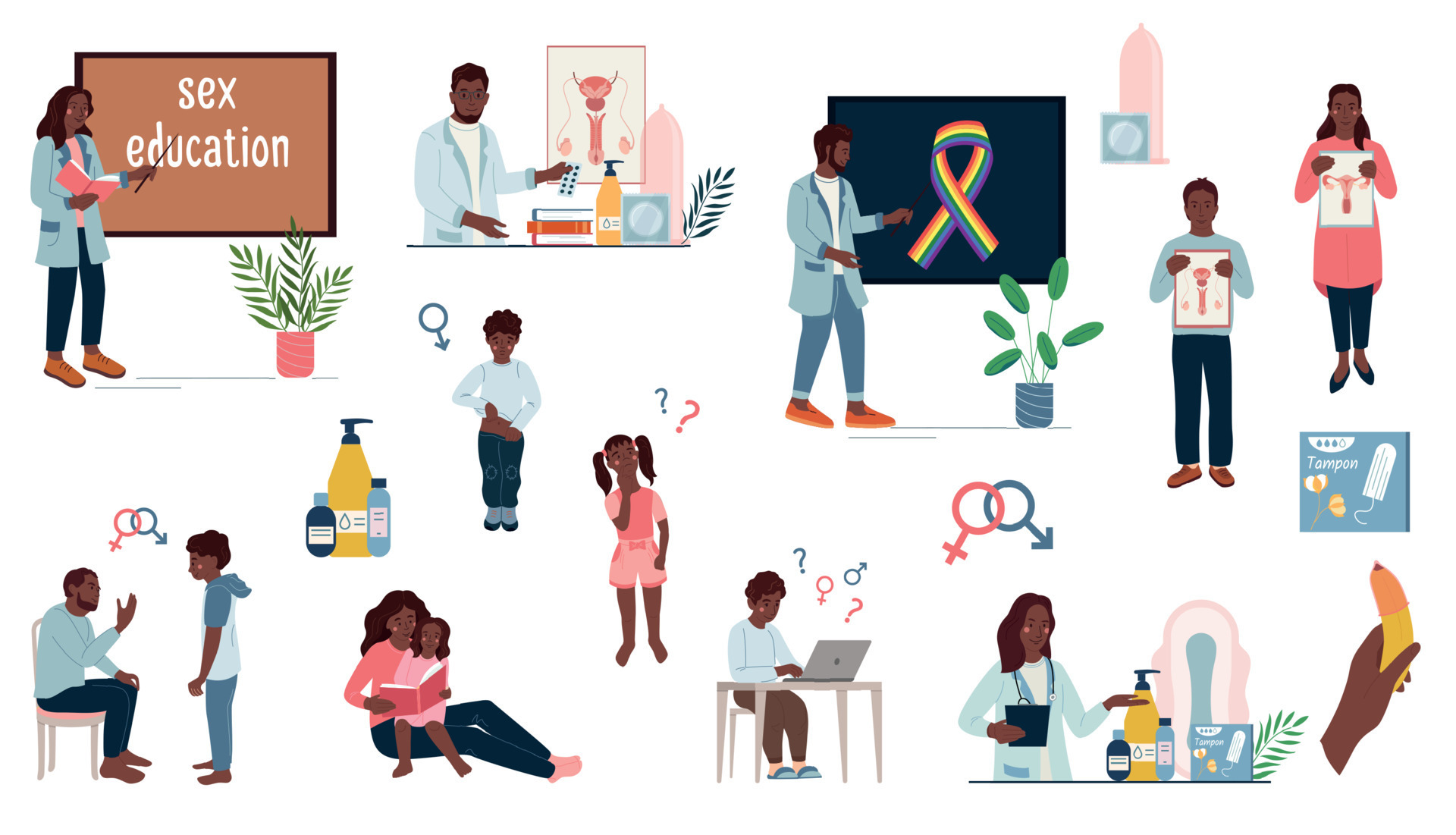 Conjunto De Iconos Planos De Educación Sexual 10366955 Vector En Vecteezy