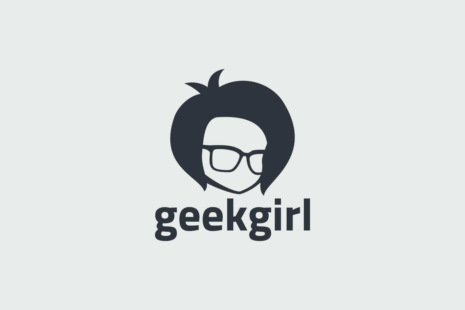 geek girl logo with a girl or woman head for any business. 10367898 Vector Art at Vecteezy