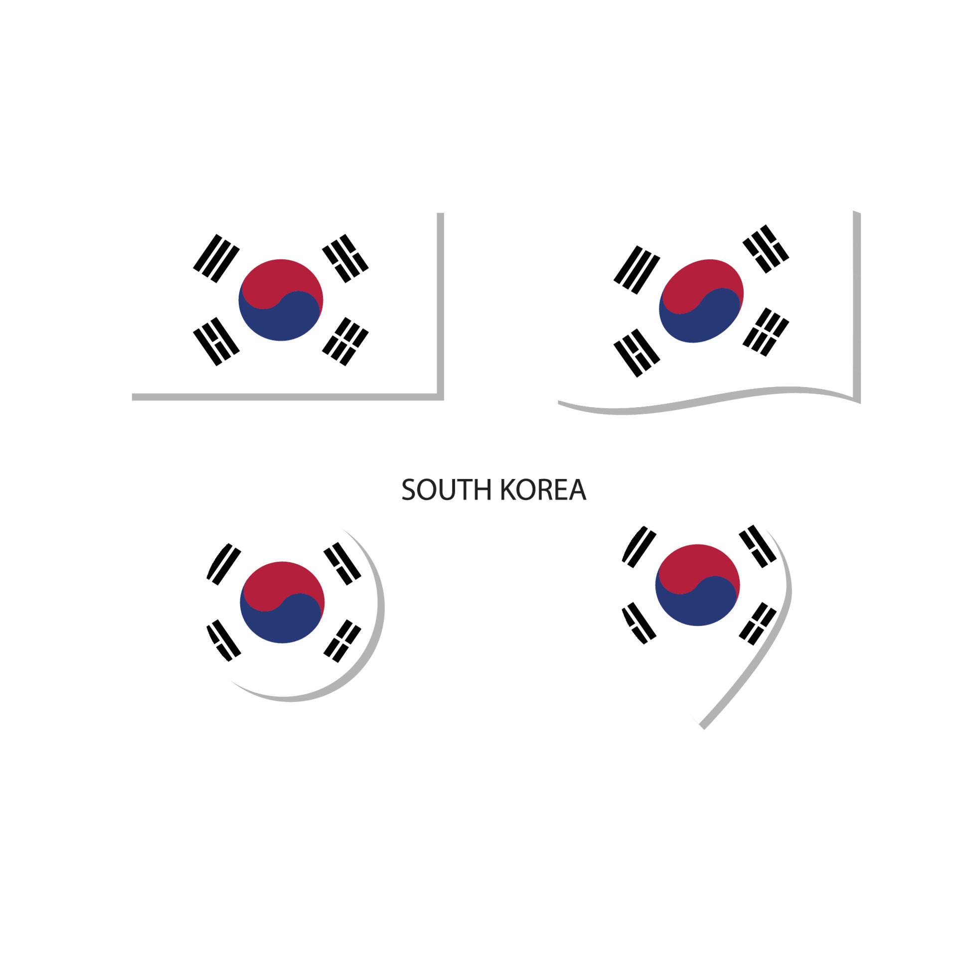 South Korea flag logo icon set, rectangle flat icons, circular shape ... South Korea flag logo icon set, rectangle flat icons, circular shape ...
